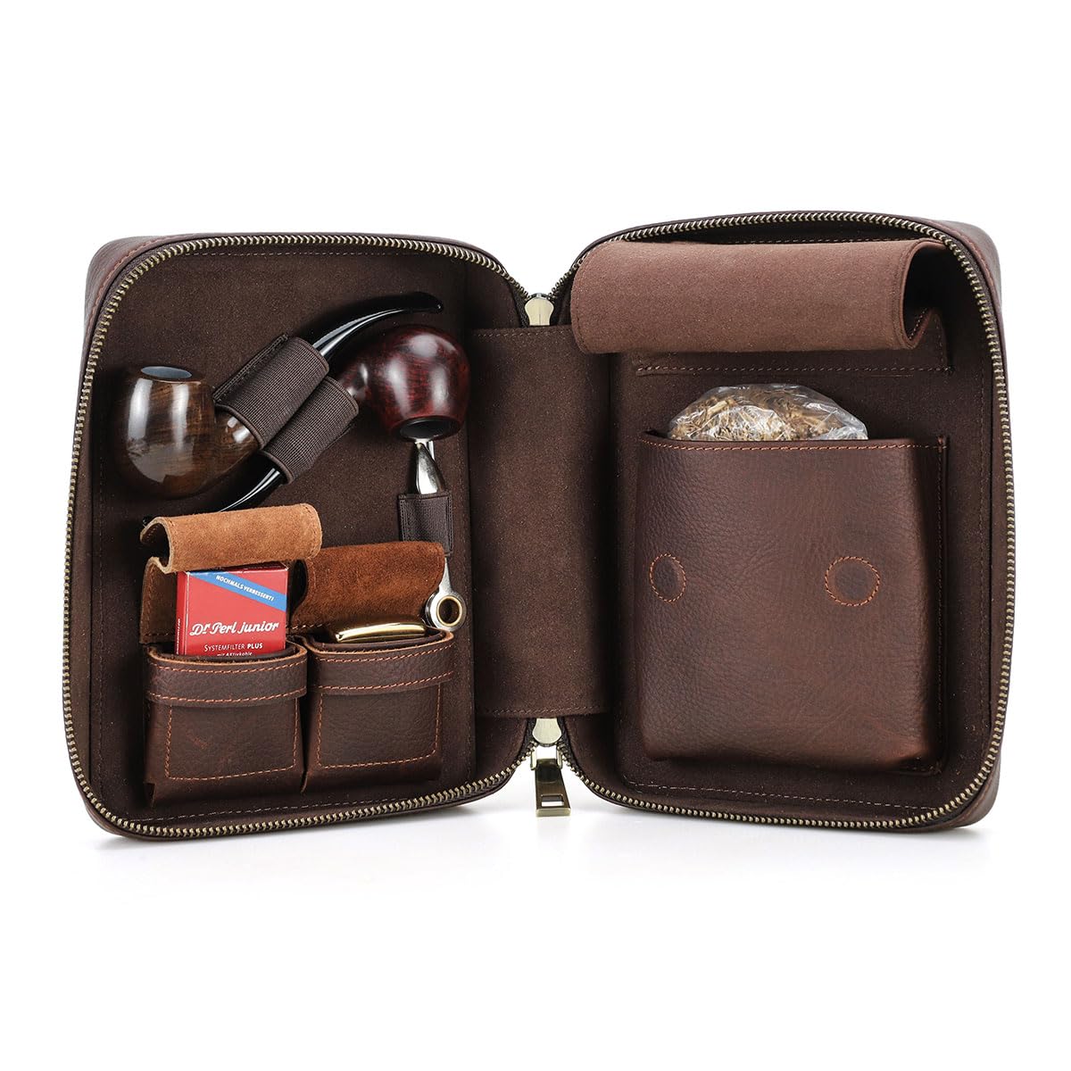 Amazon.com: Contacts Full Grain Leather Pipe Tobacco Pouch Smoking Pipe ...
