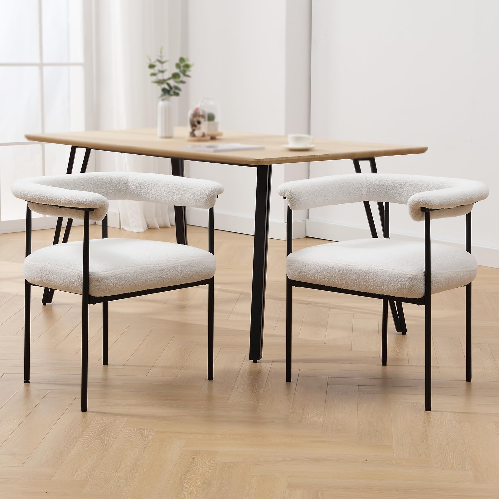 Amazon.com - DUOMAY Modern Barrel Dining Chairs Set of 2, Sherpa ...