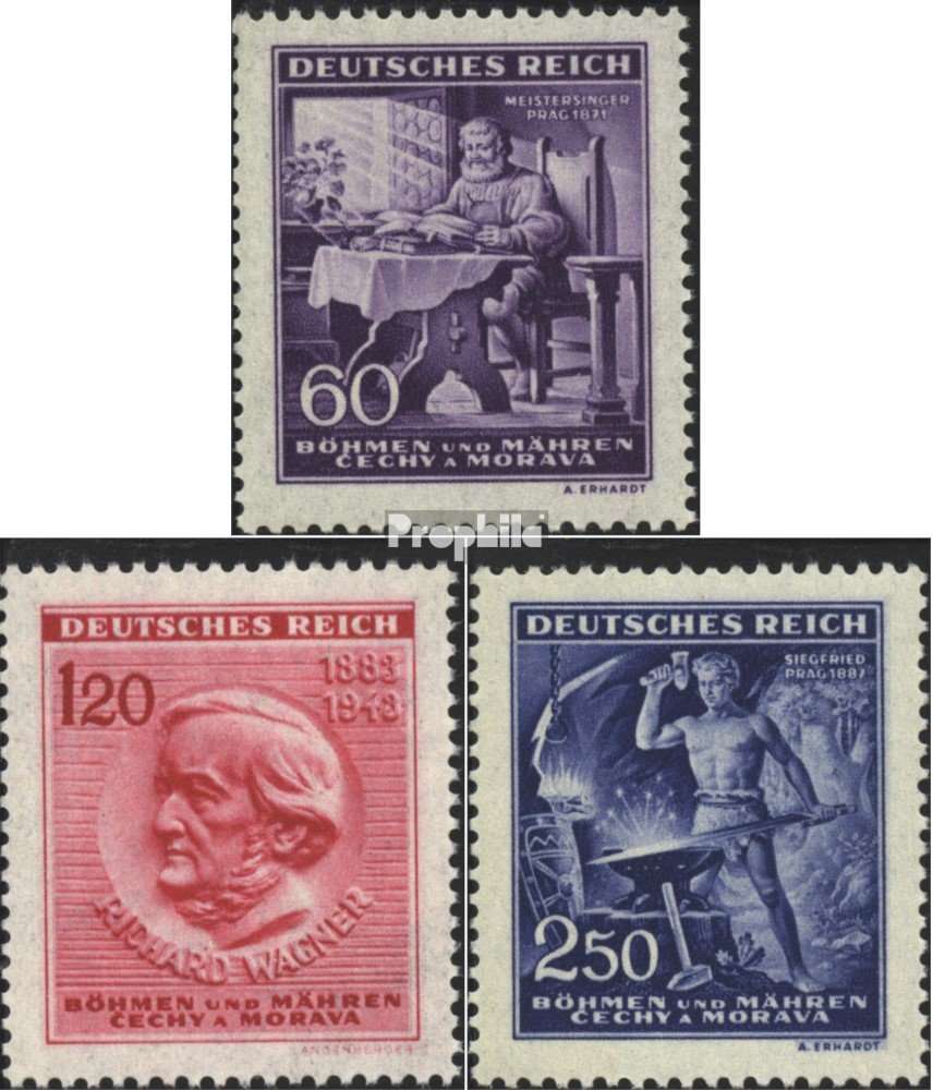Bohemia And Moravia 1943 Richard Wagner Stamps - Complete Set 128-130 ...