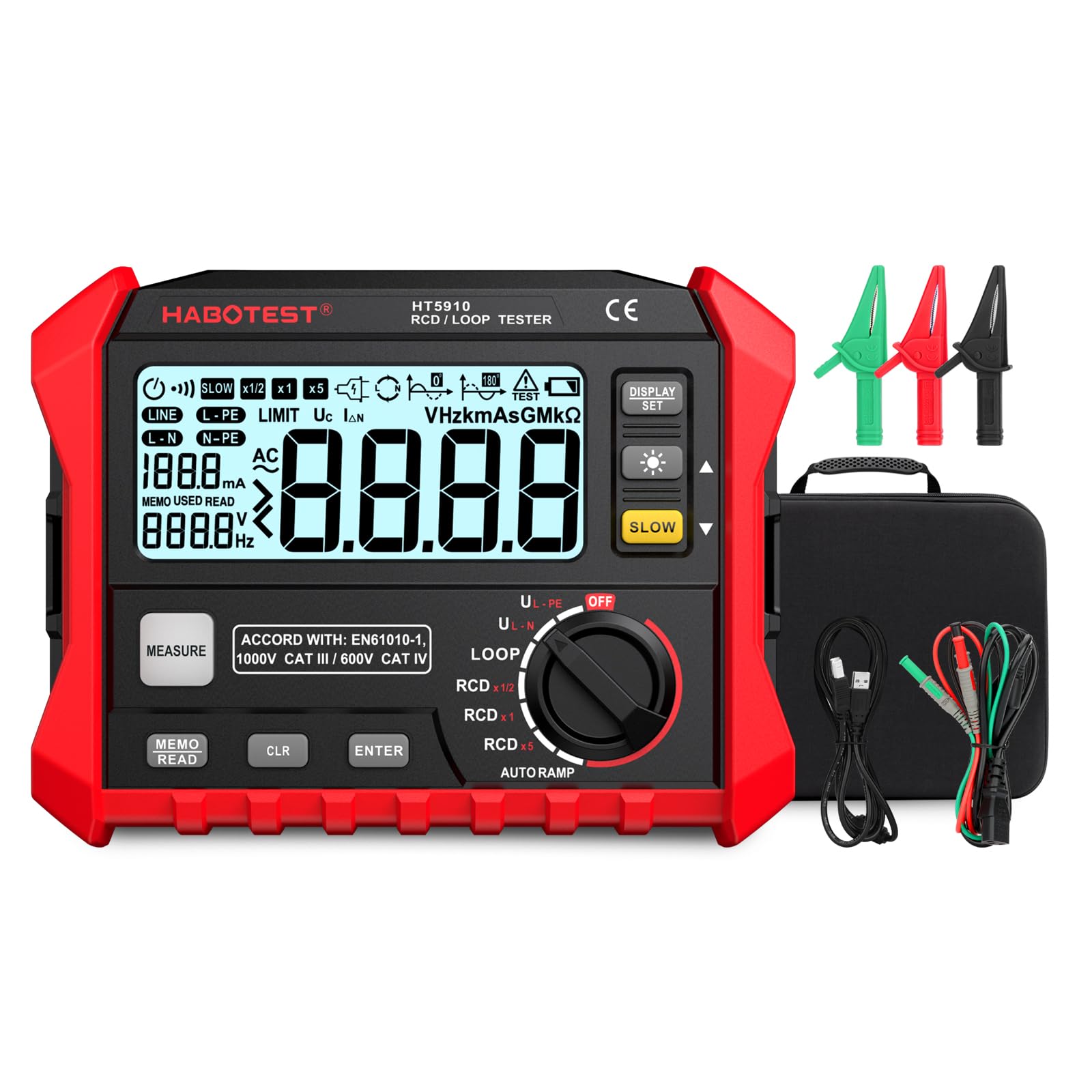 Snapklik.com : RCD/Loop Tester HT5910, HABOTEST Ground Meter For ...