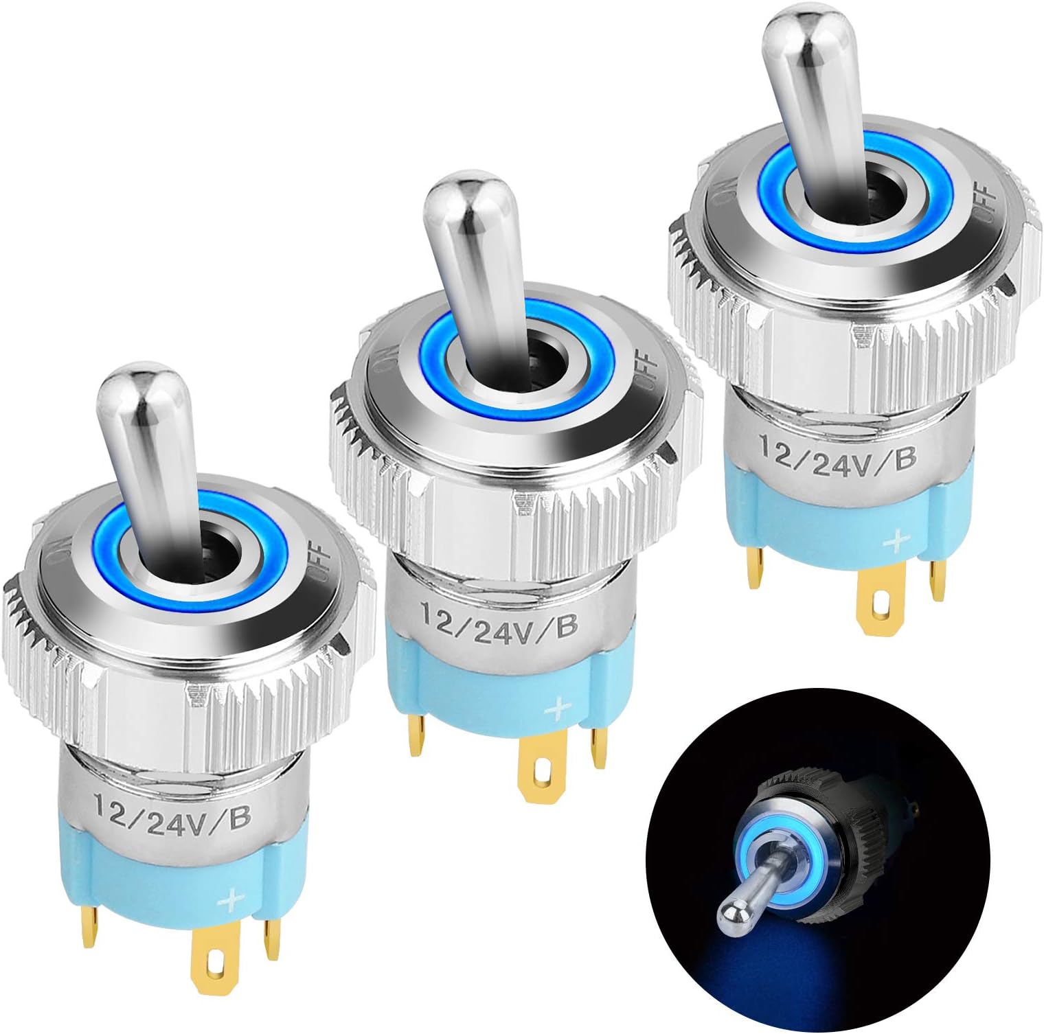 Missile Style Toggle Flick Switch 12V ON/OFF Car Dash Light Metal 12 ...