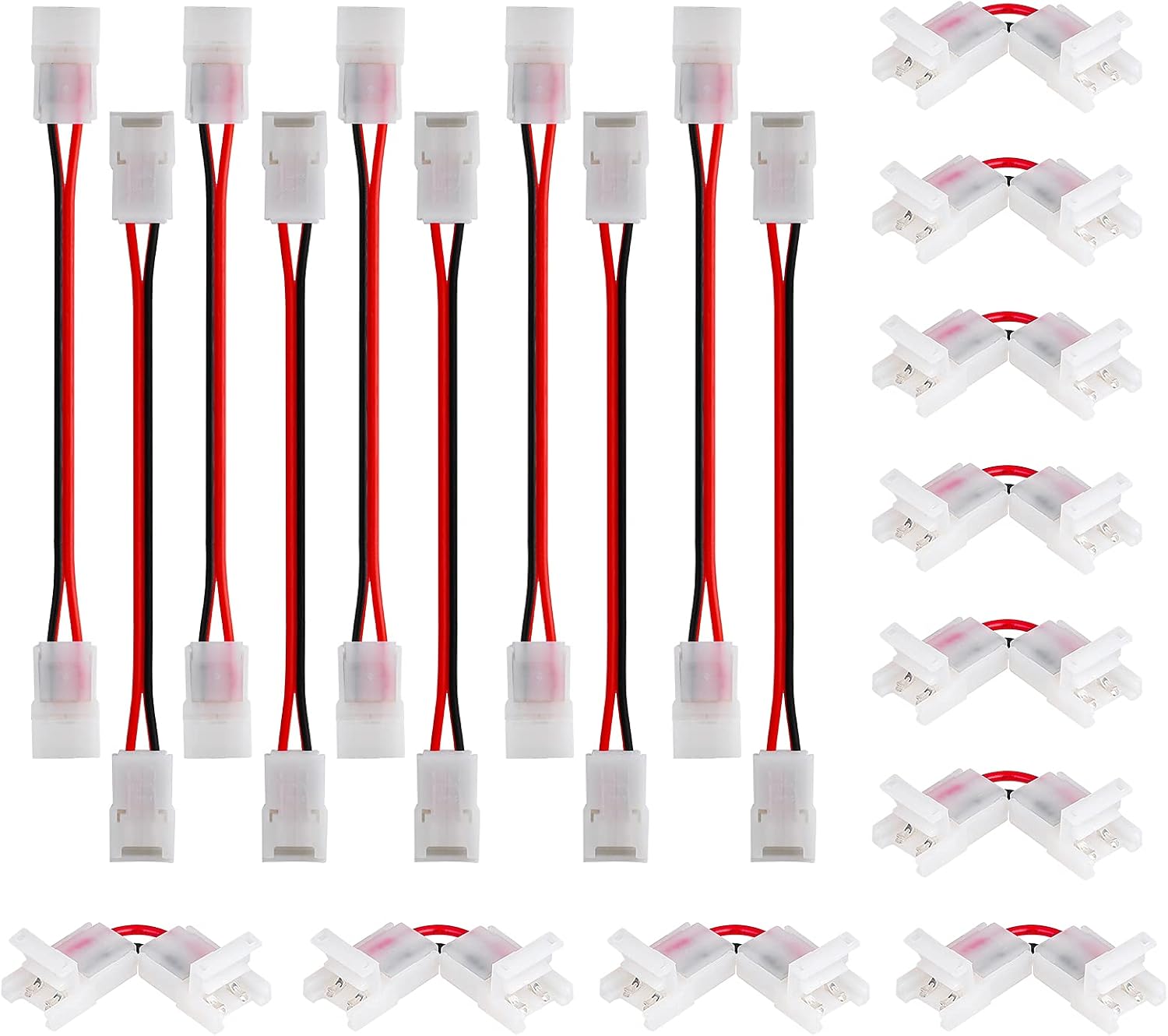 SUPERNIGHT 2 PIN LED Strip connectors Kit 10 PCS L-Shape connectors ...
