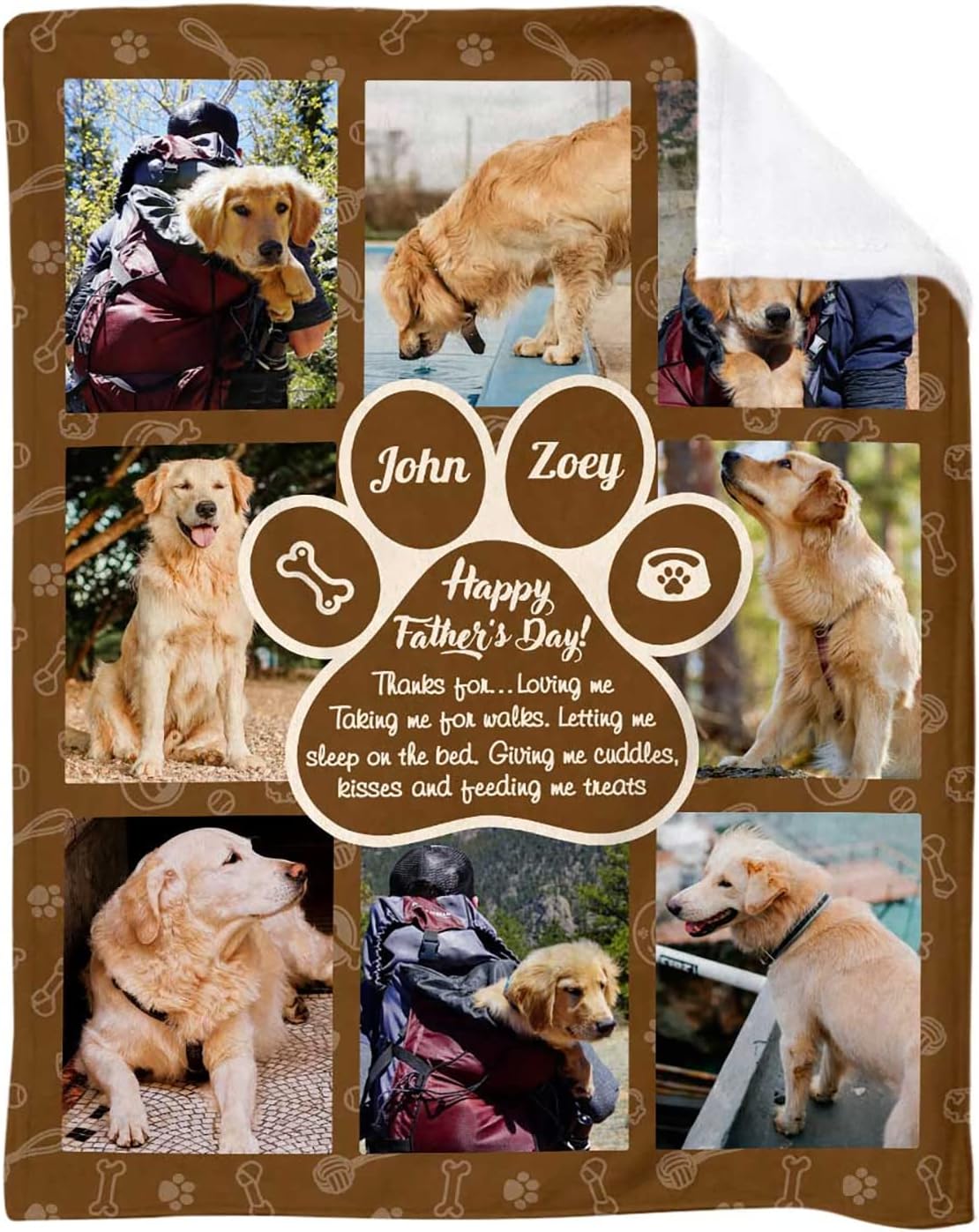 Amazon.com: ShinyKT Dog Dad Blanket with Photo, from Dog to Dad, Happy ...