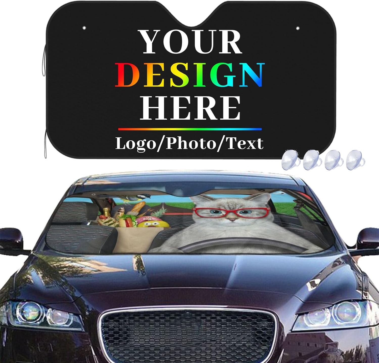 Amazon.com: Custom Car Windshield Sun Shade, Personaized Front Window ...