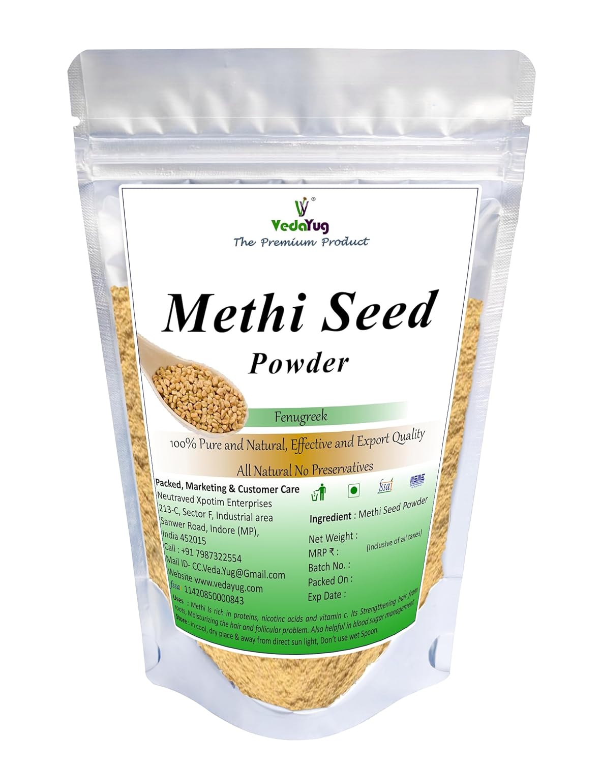 VY VedaYug Methi Dana Powder - 350g | Pure Fenugreek Seed Powder for ...