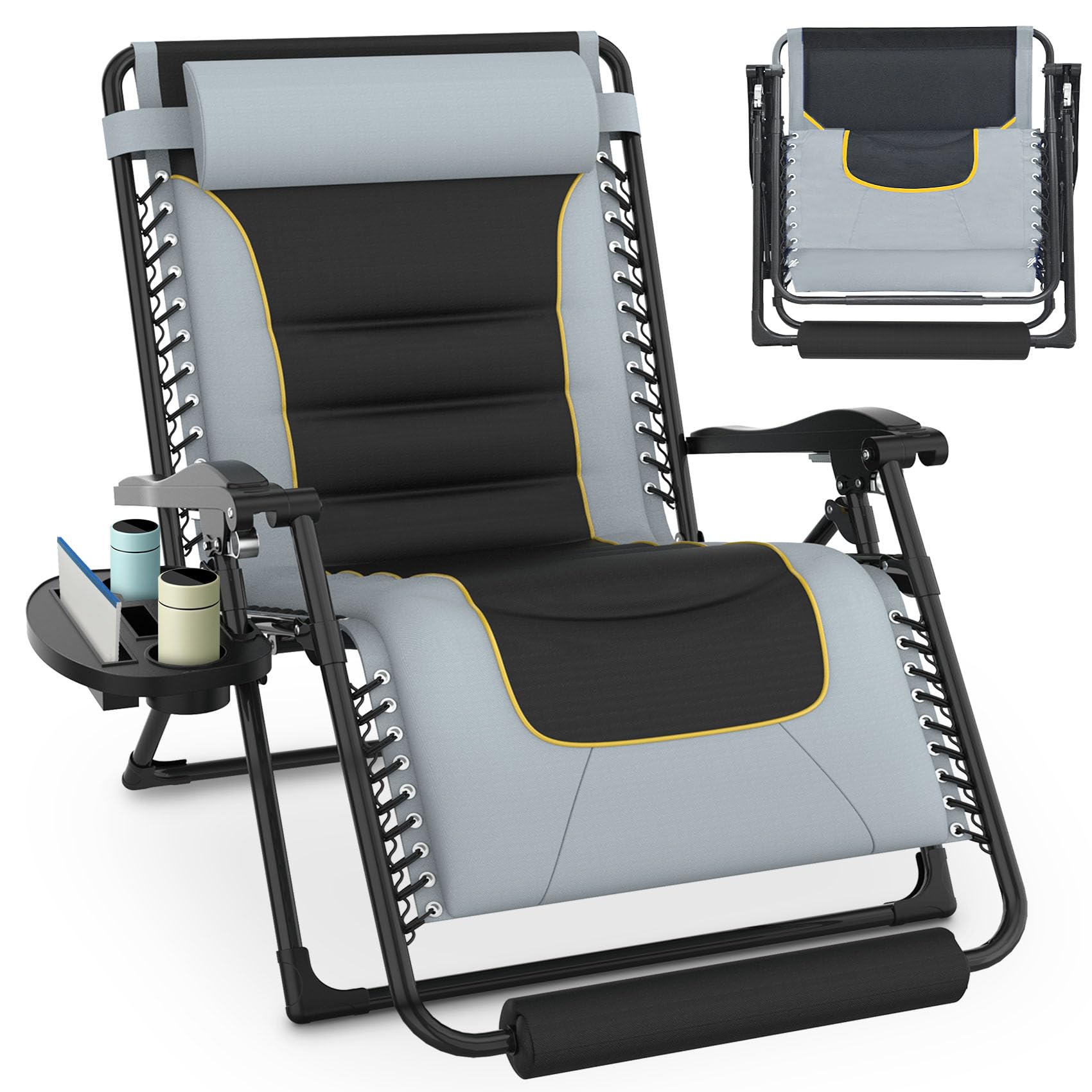 Snapklik.com : Slendor Oversized Padded Zero Gravity Chair, 33Inch XXL Reclining Camping Lounge ...