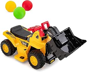HONEY JOY Electric Ride on Push Car, 6V Toddler Bulldozer Digger w ...