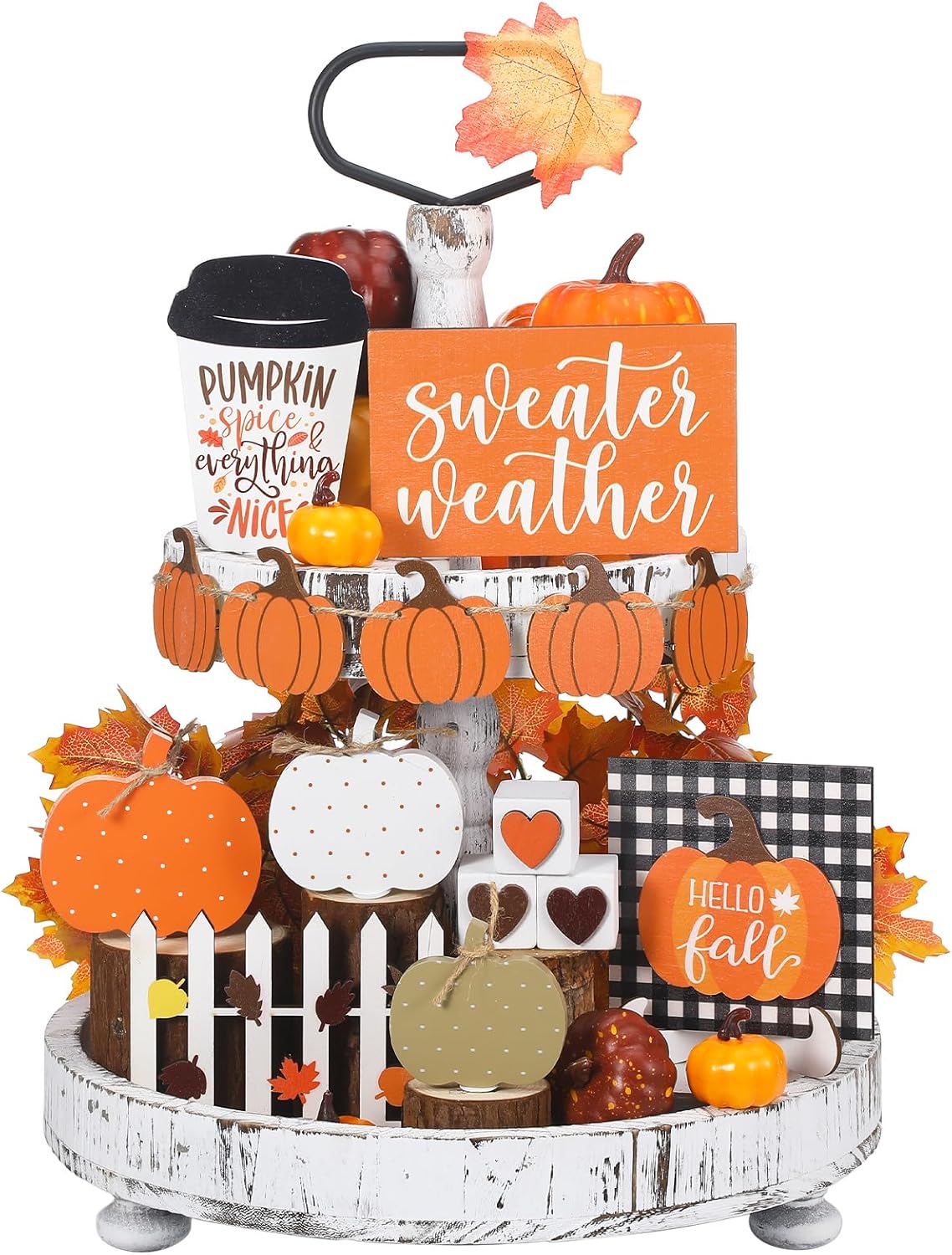 Amazon.com: Sumind 15 Pcs Fall Tiered Tray Decor Set Fall Decorations ...