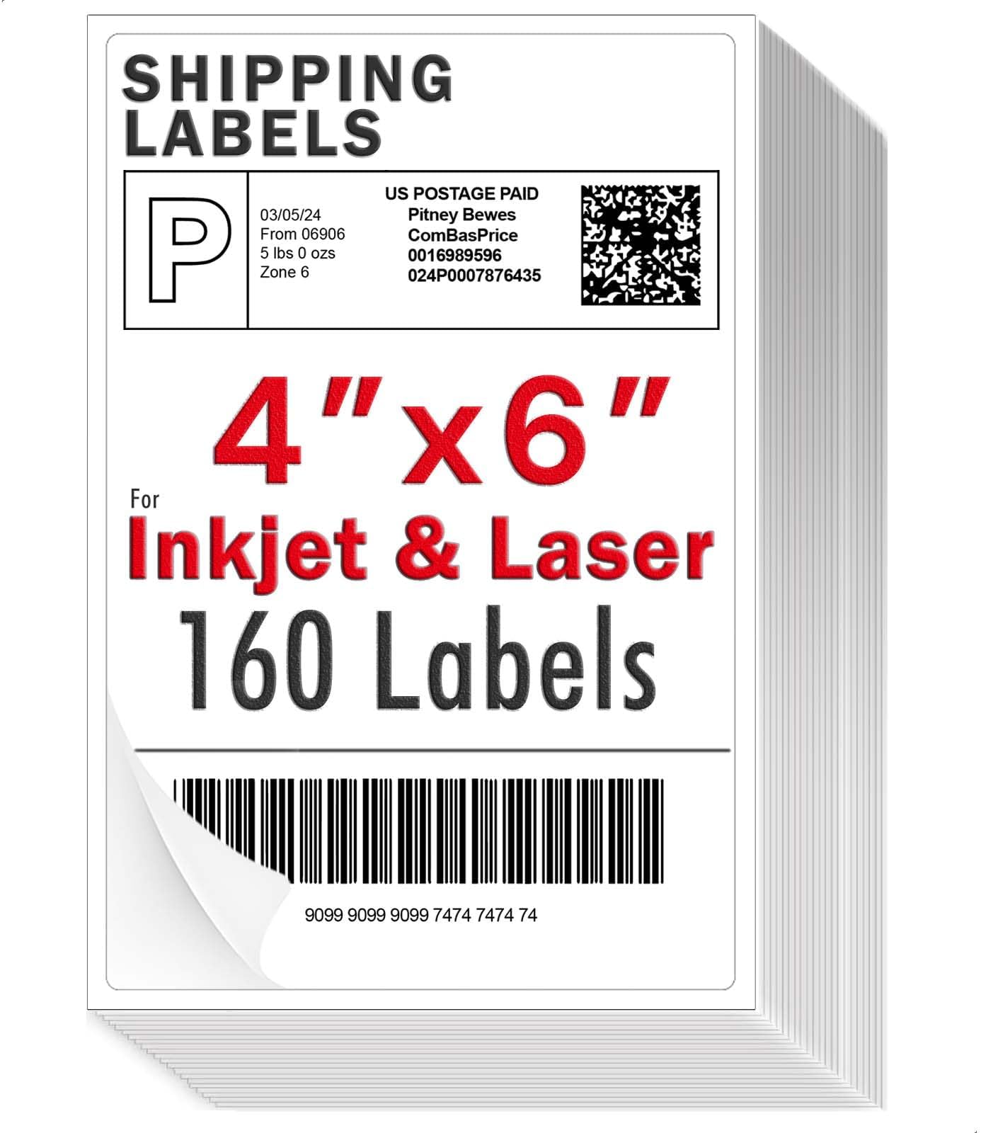 Amazon.com : Avery Printable Shipping Labels, 4" x 6", White, 20 Blank ...