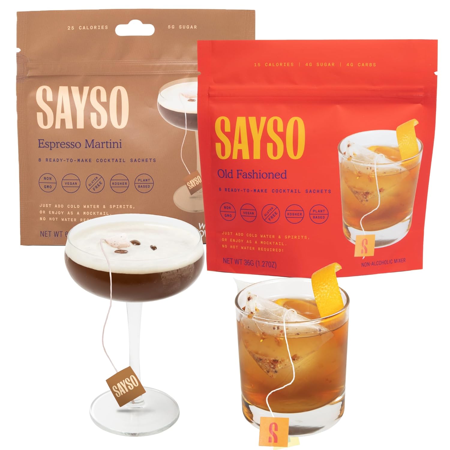 Amazon.com : SAYSO Cocktail Tea Bags - Espresso Martini & Old Fashioned ...