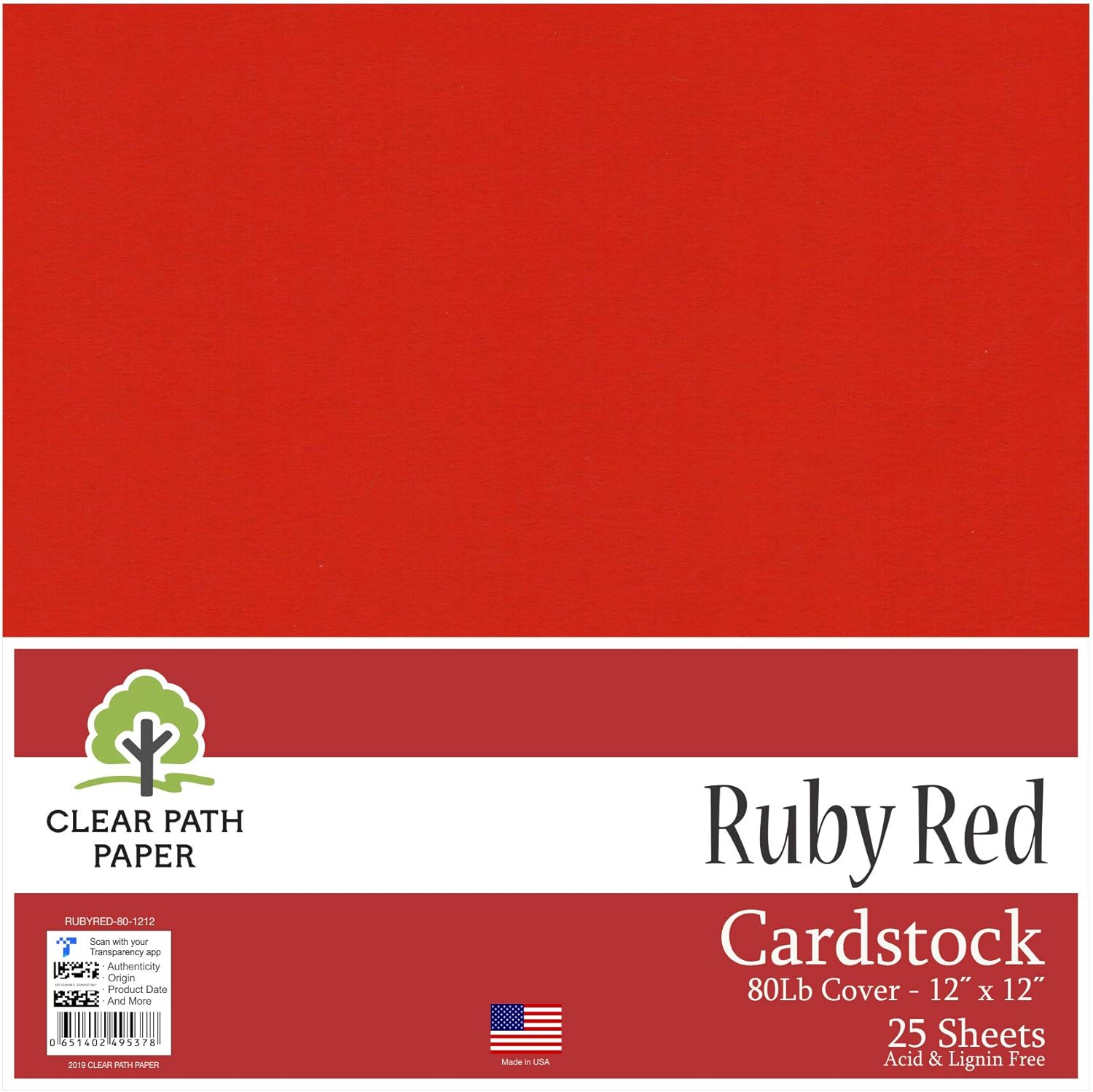 Amazon.com: Ruby Red Cardstock - 12 x 12 inch - 80Lb Cover - 25 Sheets ...