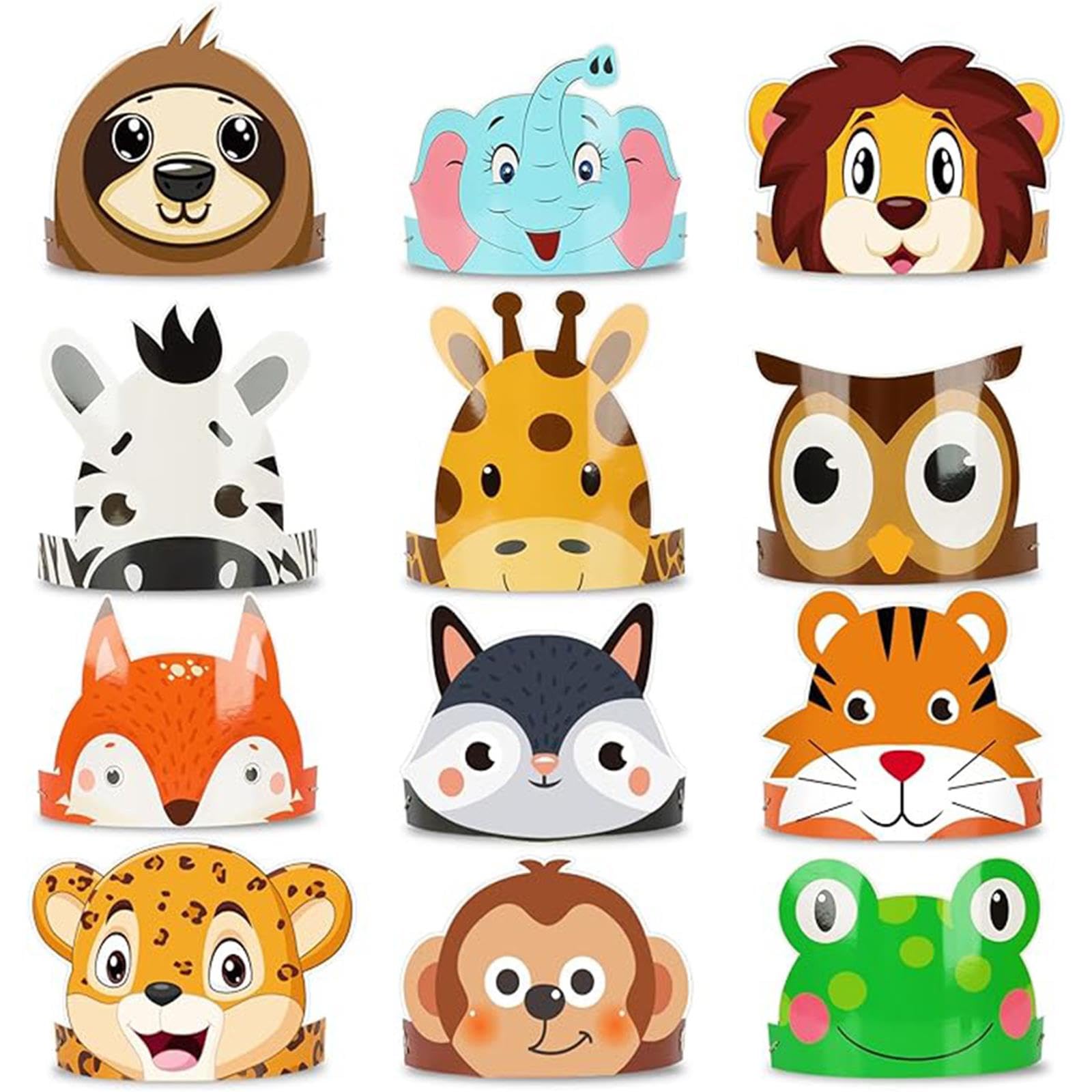 24Pcs Animal Birthday Party Hats Animal Headbands, Jungle Safari Animal ...