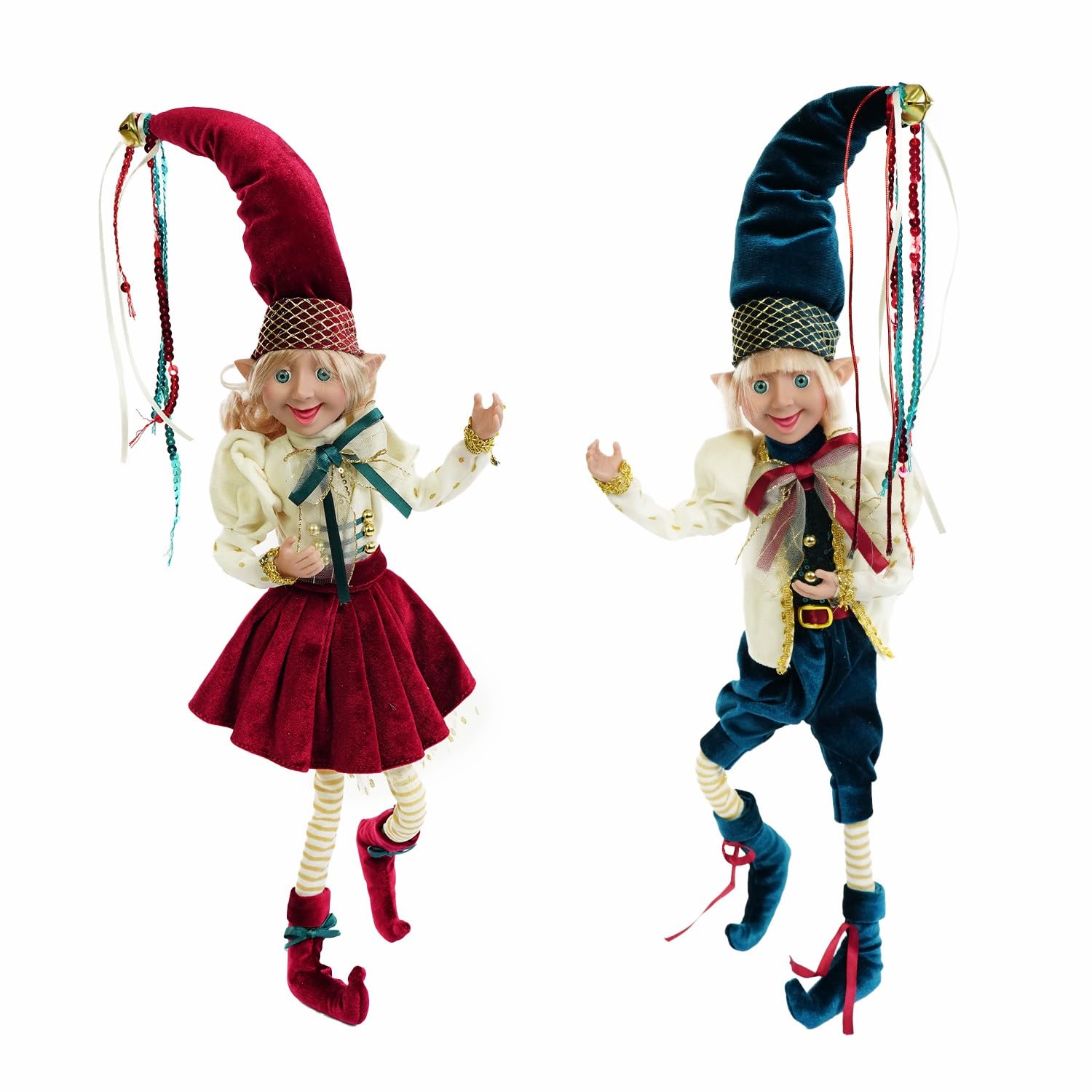 iPEGTOP 26 inch Set of 2 Christmas Posable Elf Figure, Soft Adorable ...