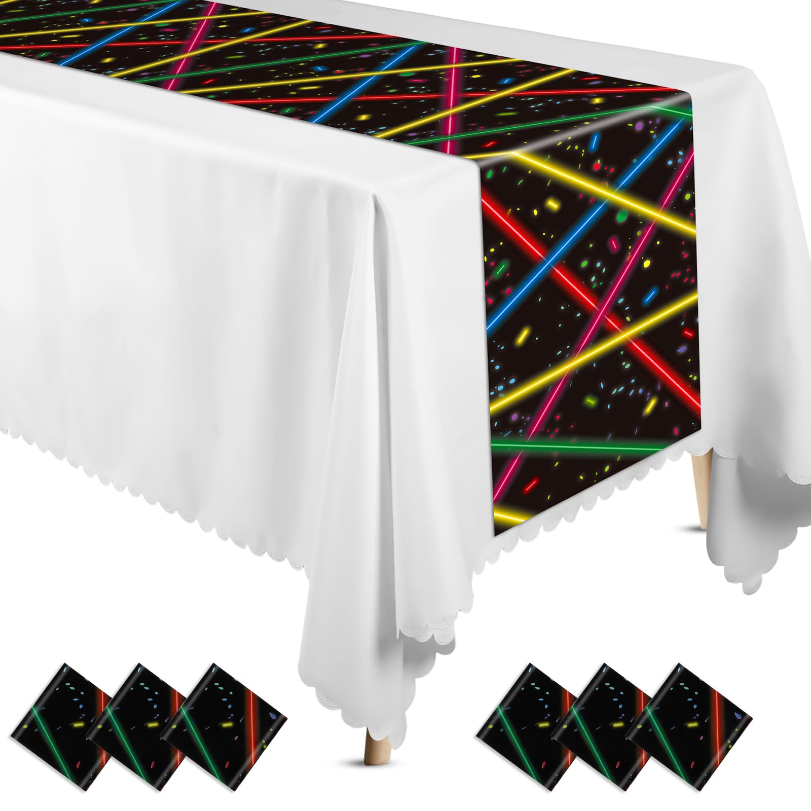Amazon.com: Peryiter 6 Pcs 6 Pcs Glow Party Table Runners Plastic Neon ...