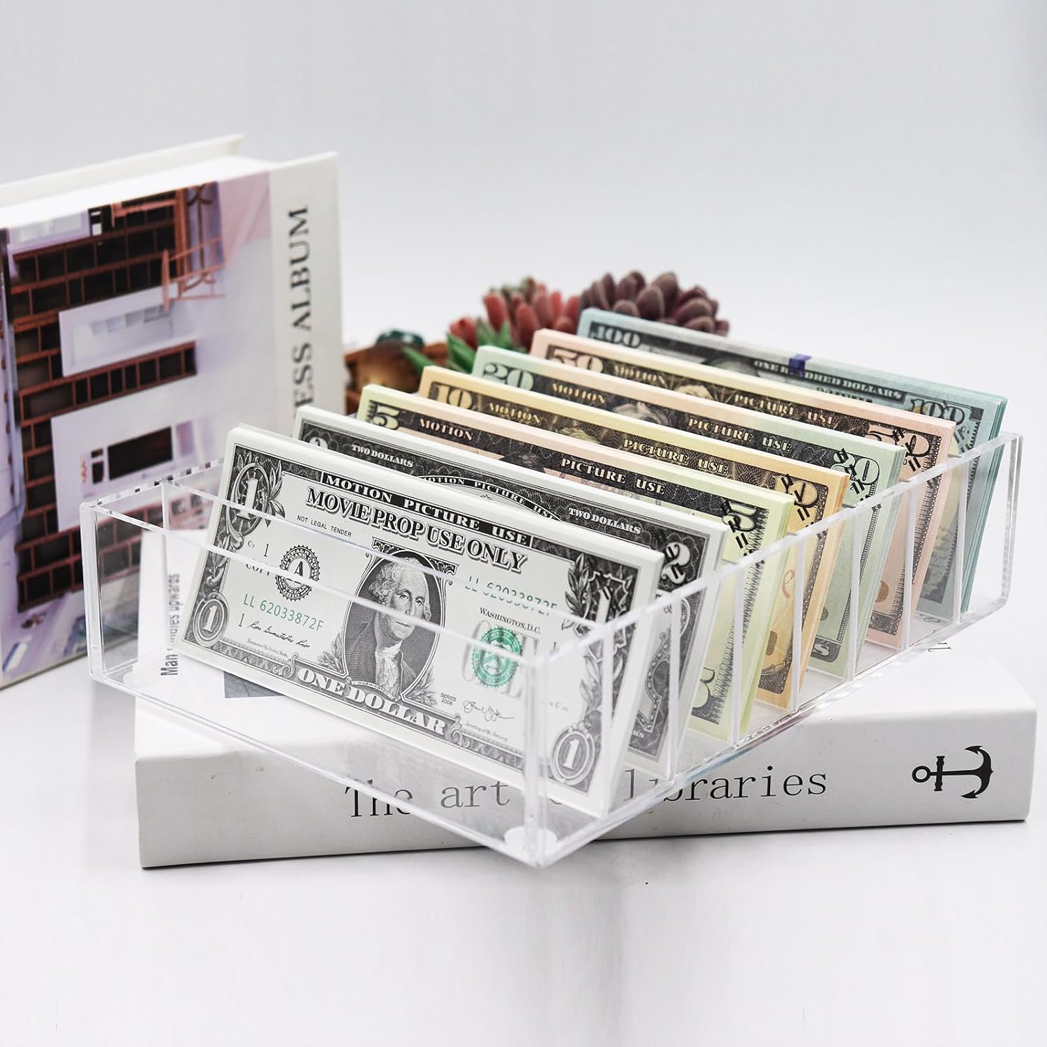 Amazon.com: Money Organizer for Cash, 8 Compartment Transparent Acrylic ...