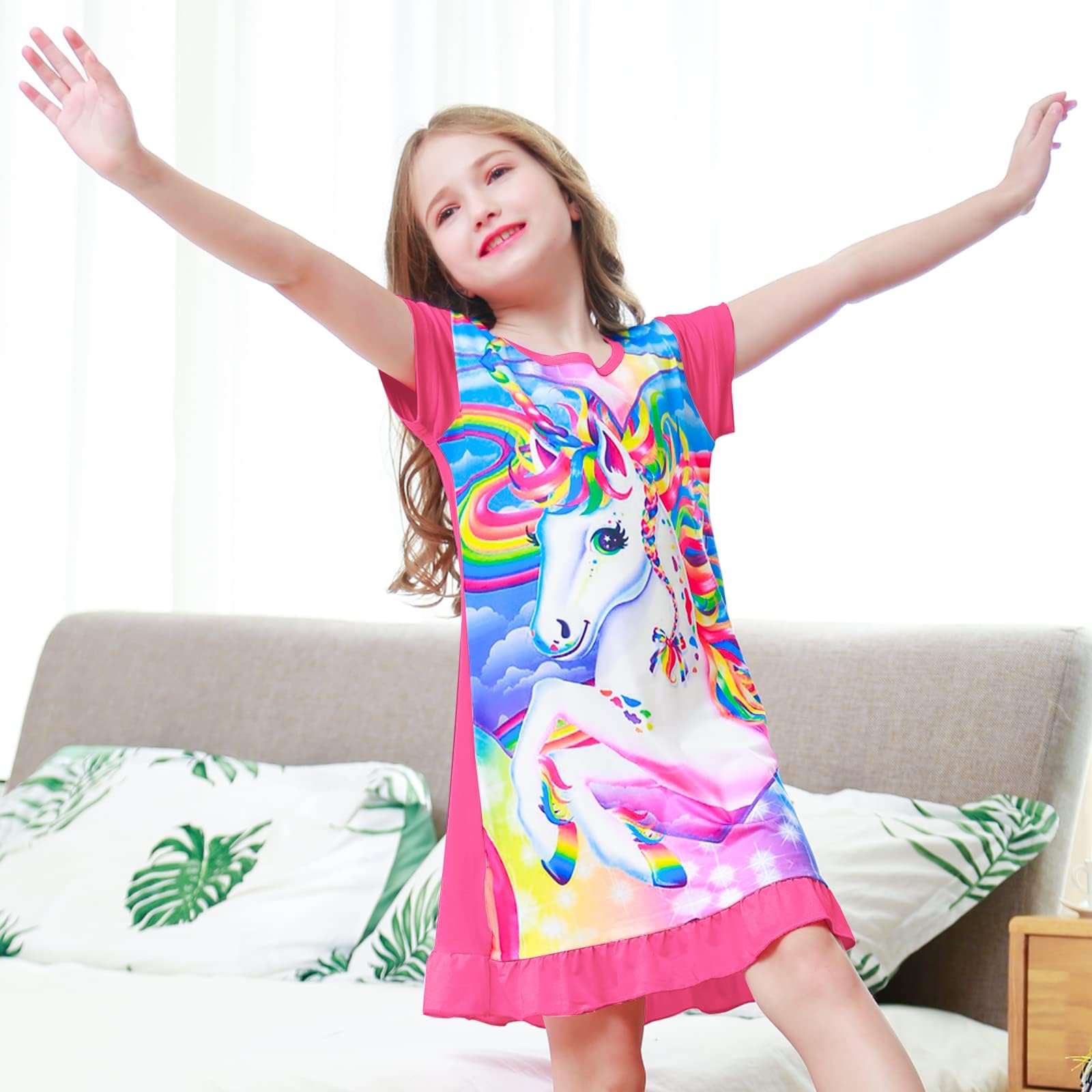 Snapklik.com : Girls Nightgowns, Unicorn Nightgown Princess Pajama ...