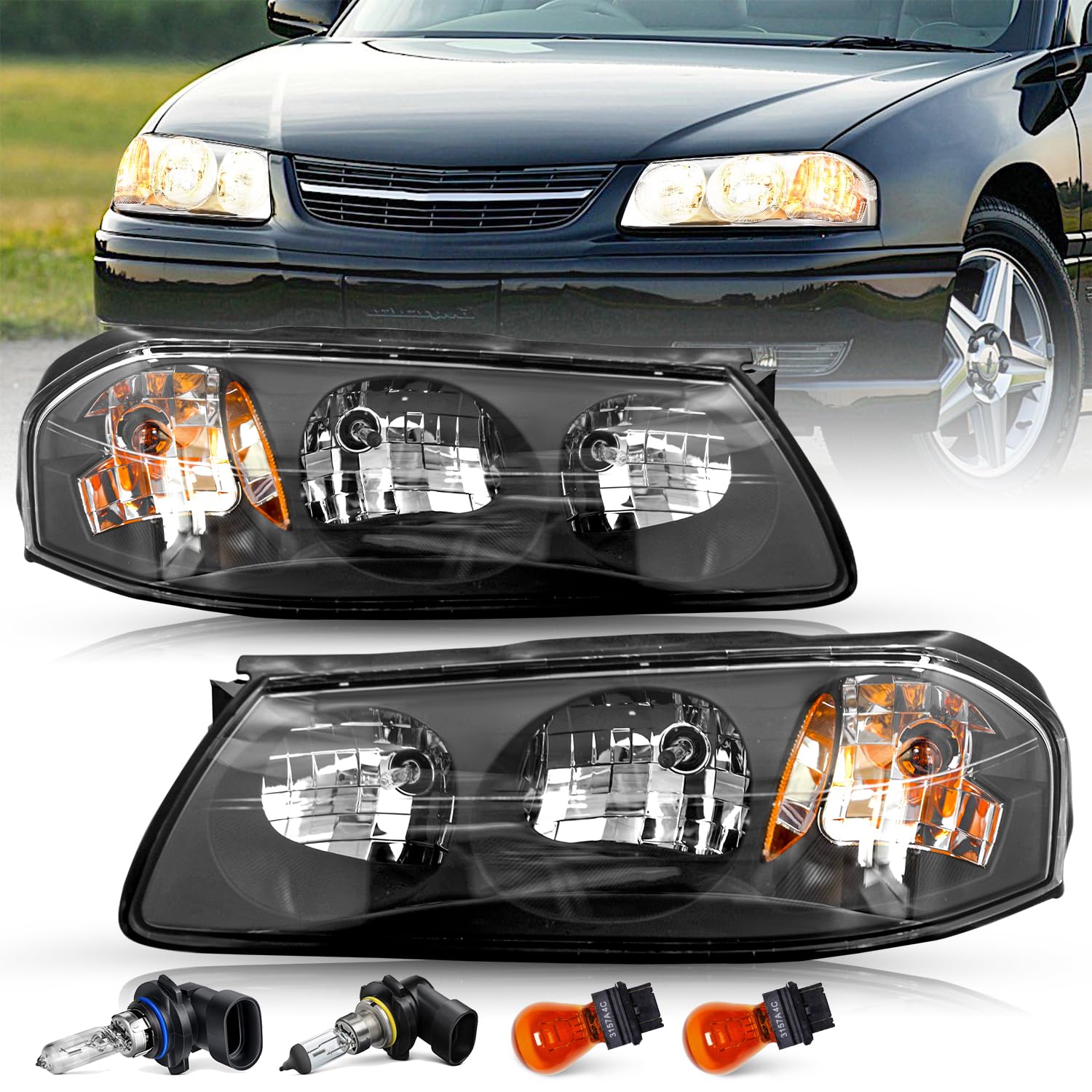 Amazon.com: TUSDAR Fits For 2000-2005 Chevy Impala Headlight Assembly ...