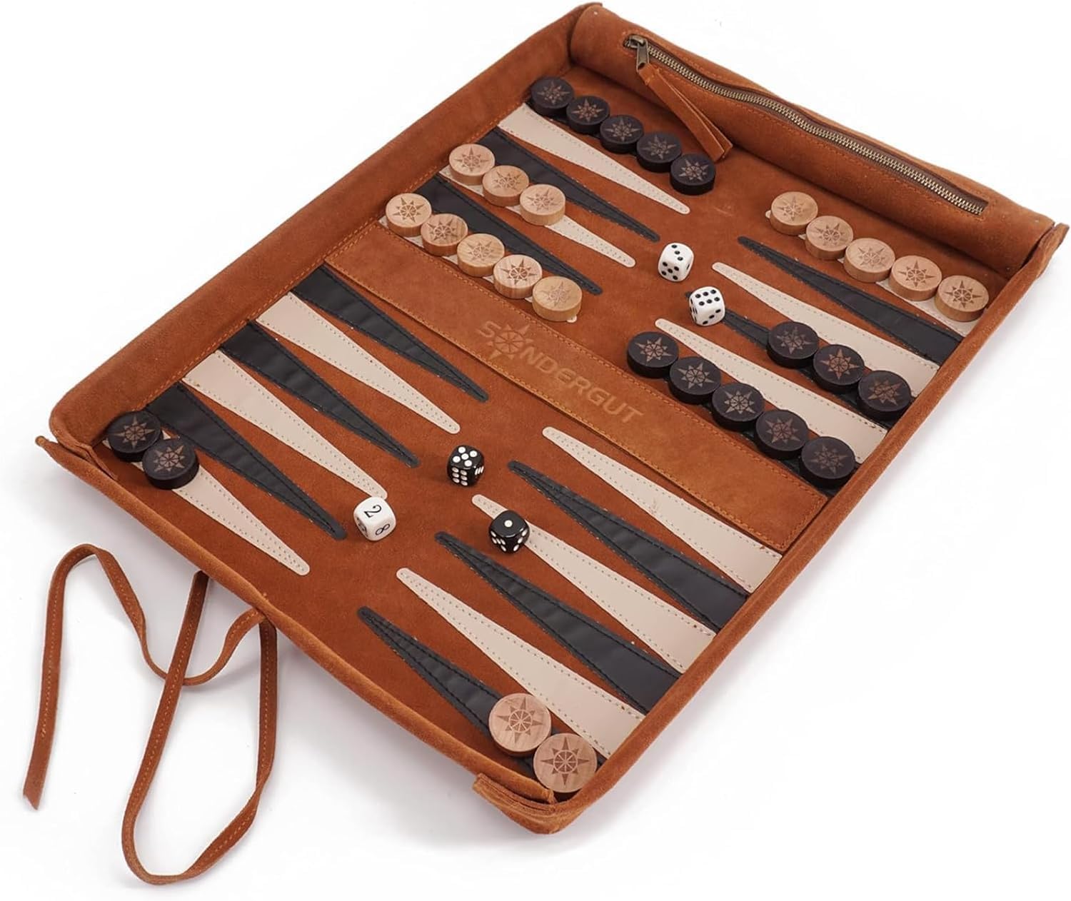 Amazon.com: Sondergut Roll-up Portable Suede Deluxe Backgammon Game Set ...