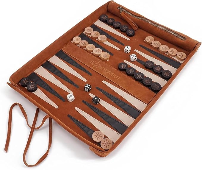 Amazon.com: Sondergut Roll-up Portable Suede Deluxe Backgammon Game Set ...
