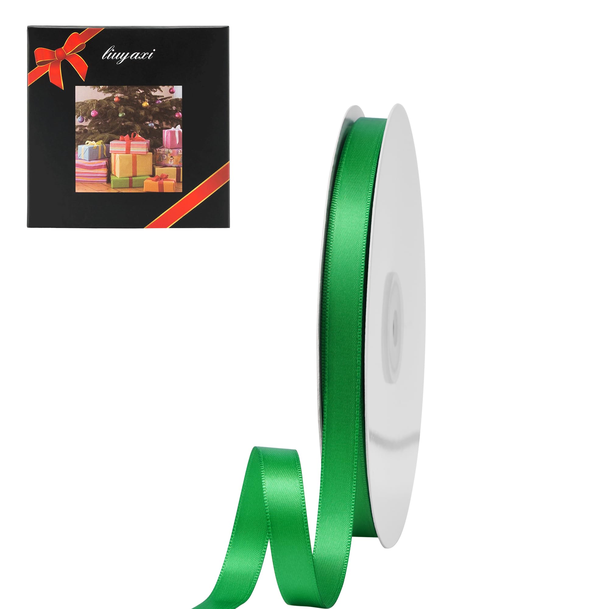 Amazon.com: LIUYAXI Green Double Faced Satin Ribbon, 3/8" X Continuous ...