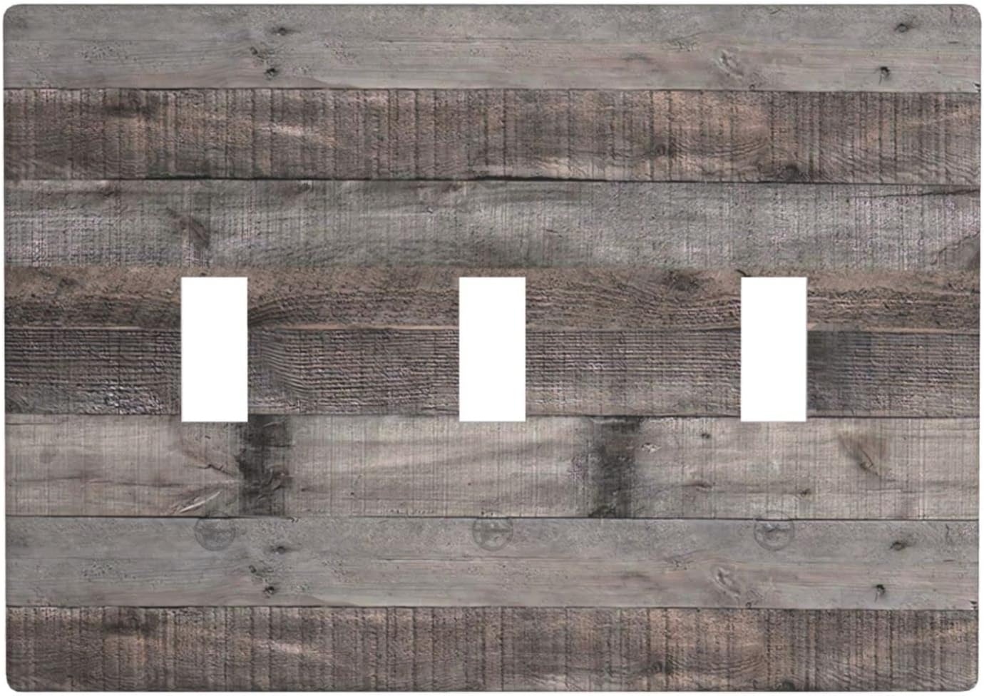 Rustic Gray Wood Print Light Switch Cover Triple Toggle Decorative ...