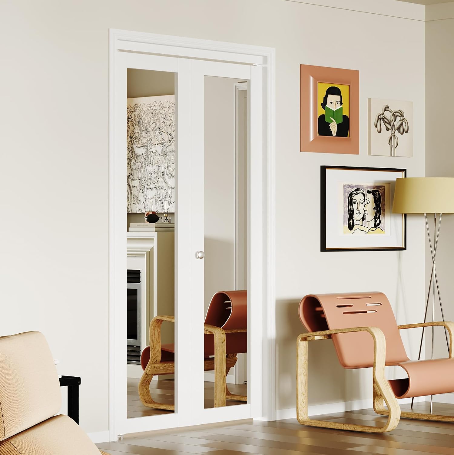 BARNER HOME Mirror Closet Doors, Full Lite Bi-Fold Door for 36in. x ...