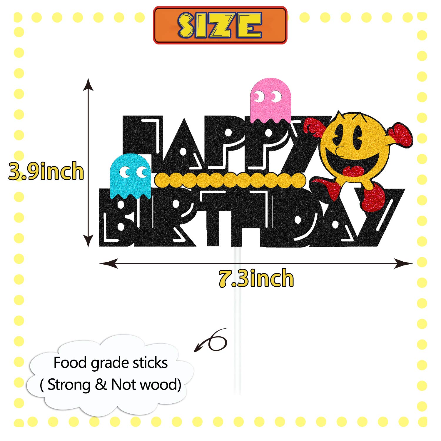 Cake Topper for Pacman 80s Arcade Game Themed Happy Birthday Cake ...