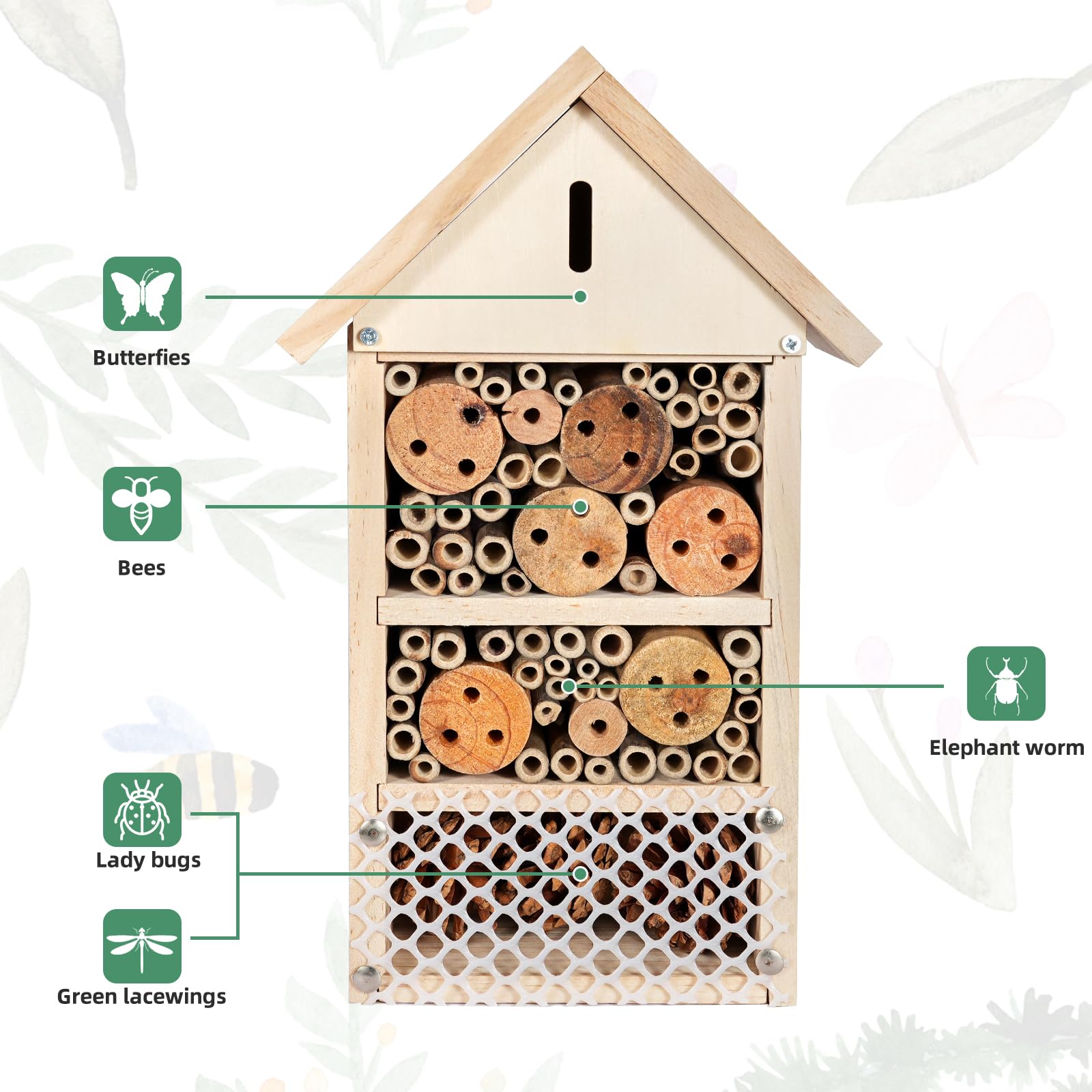 Snapklik.com : Antiai DIY Wooden Insect Hotel Mason Bee Butterfly House ...