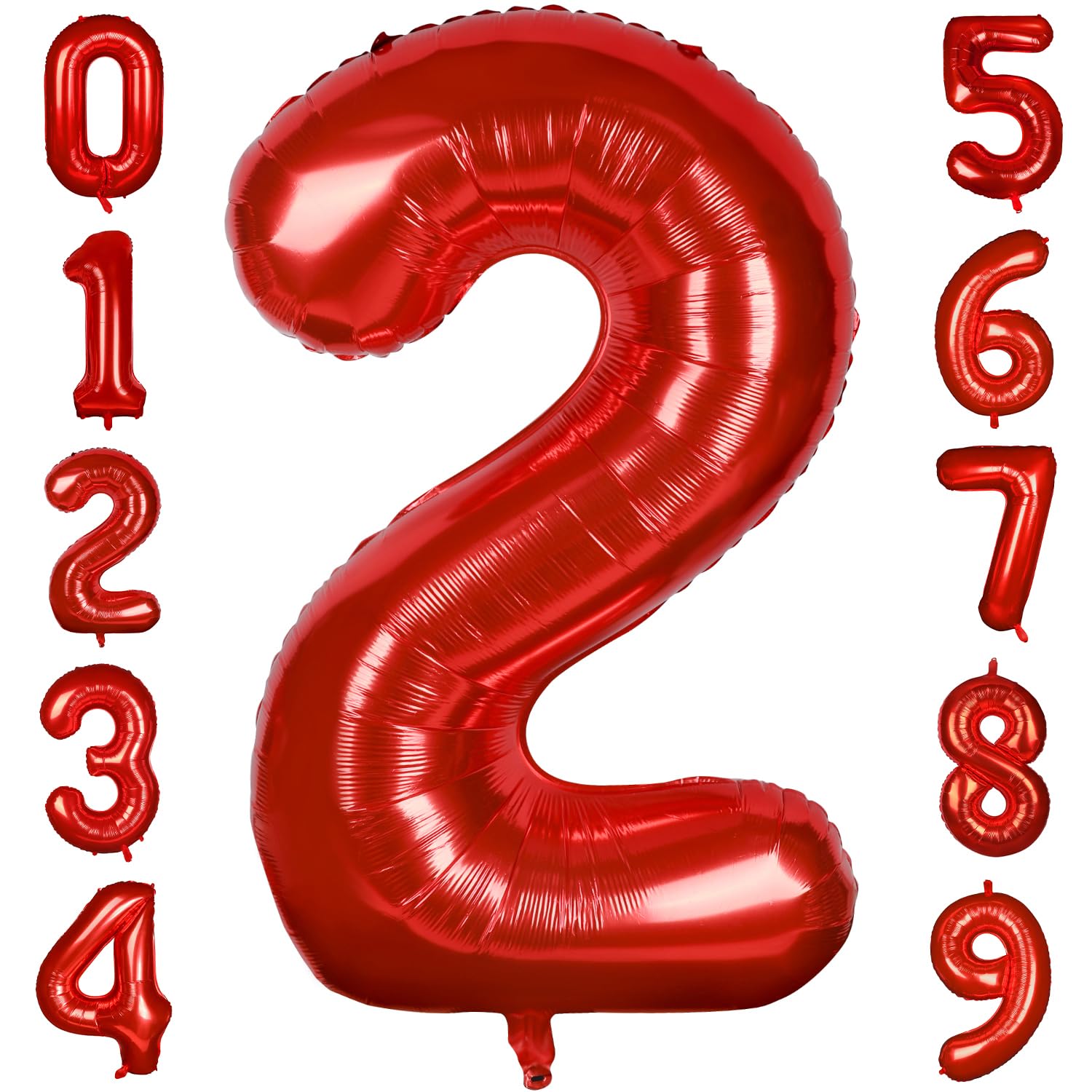 Amazon.com: PatiCool 40 Inch Red Number Balloon 2, Large Number Foil ...