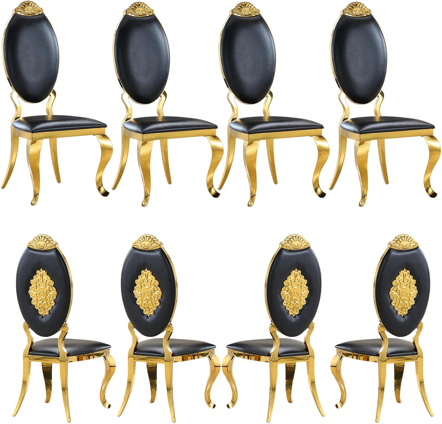 Amazon.com: Pvillez - Juego de 8 sillas de comedor de cuero negro ...