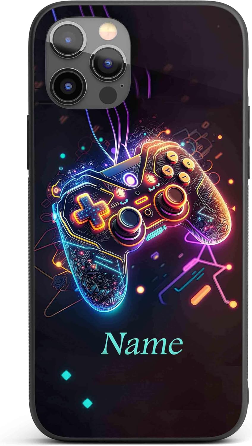 GIFTIMIZED Neon Gamer Phone Case Personalised with Name, Cool Gaming ...