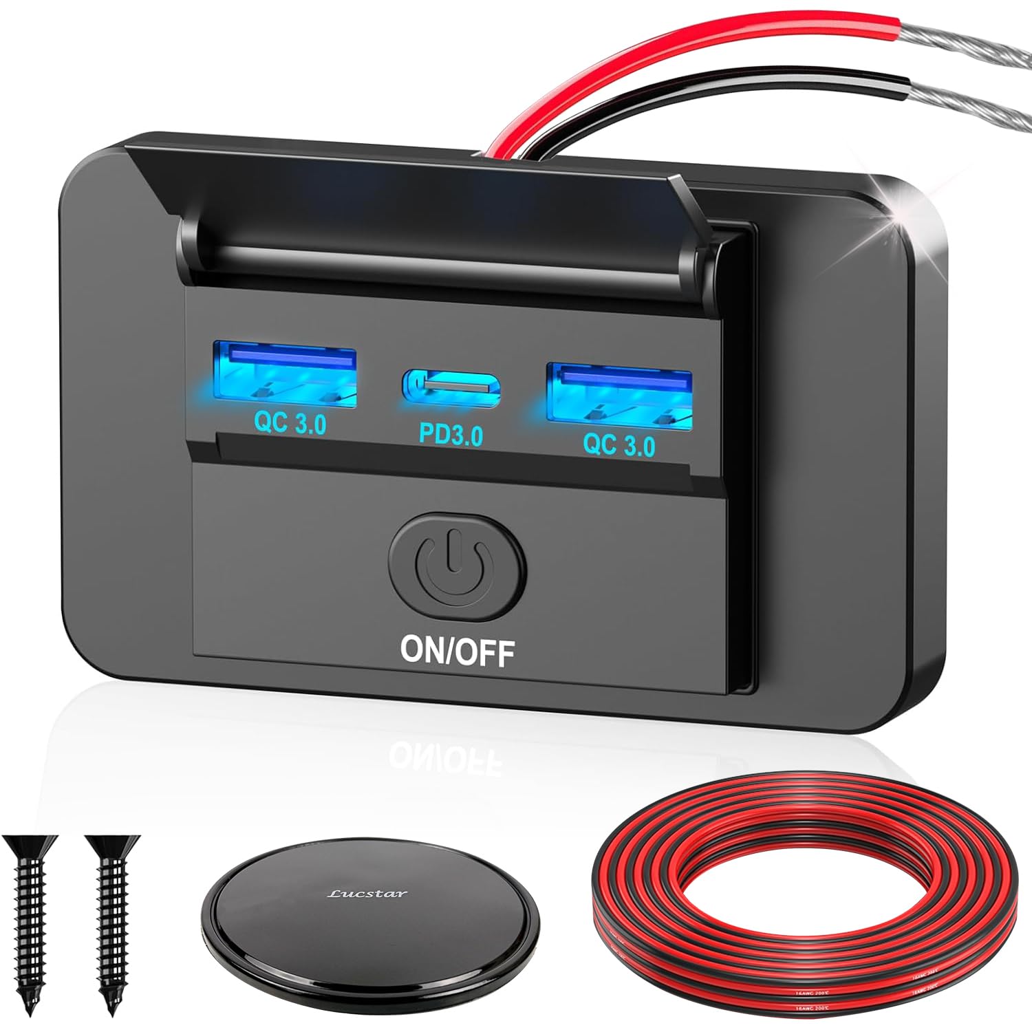 Amazon.com: Lucstar 12V/24v USB Outlet 3 Charging Ports for Car RV ...