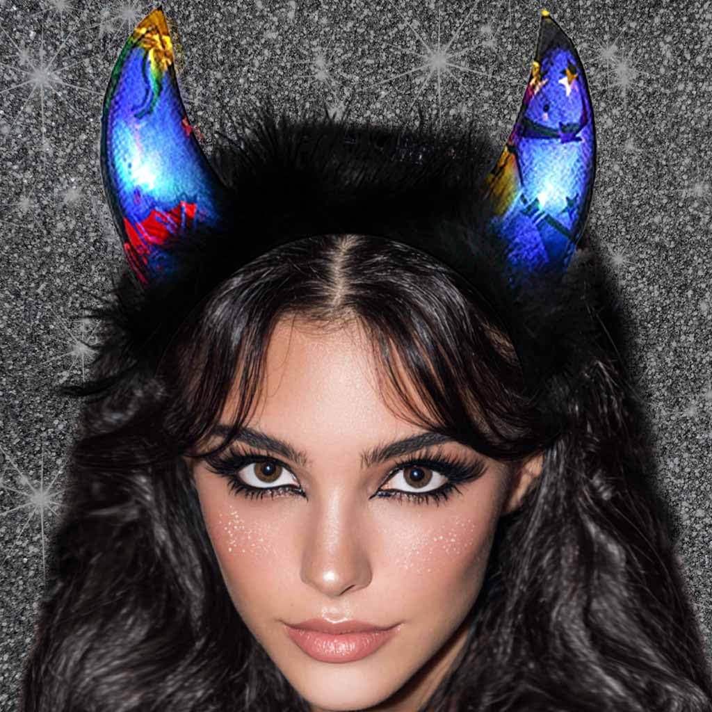 Amazon.com : Aceorna Light Up Devil Headbands Led Horn Hairbands Black ...