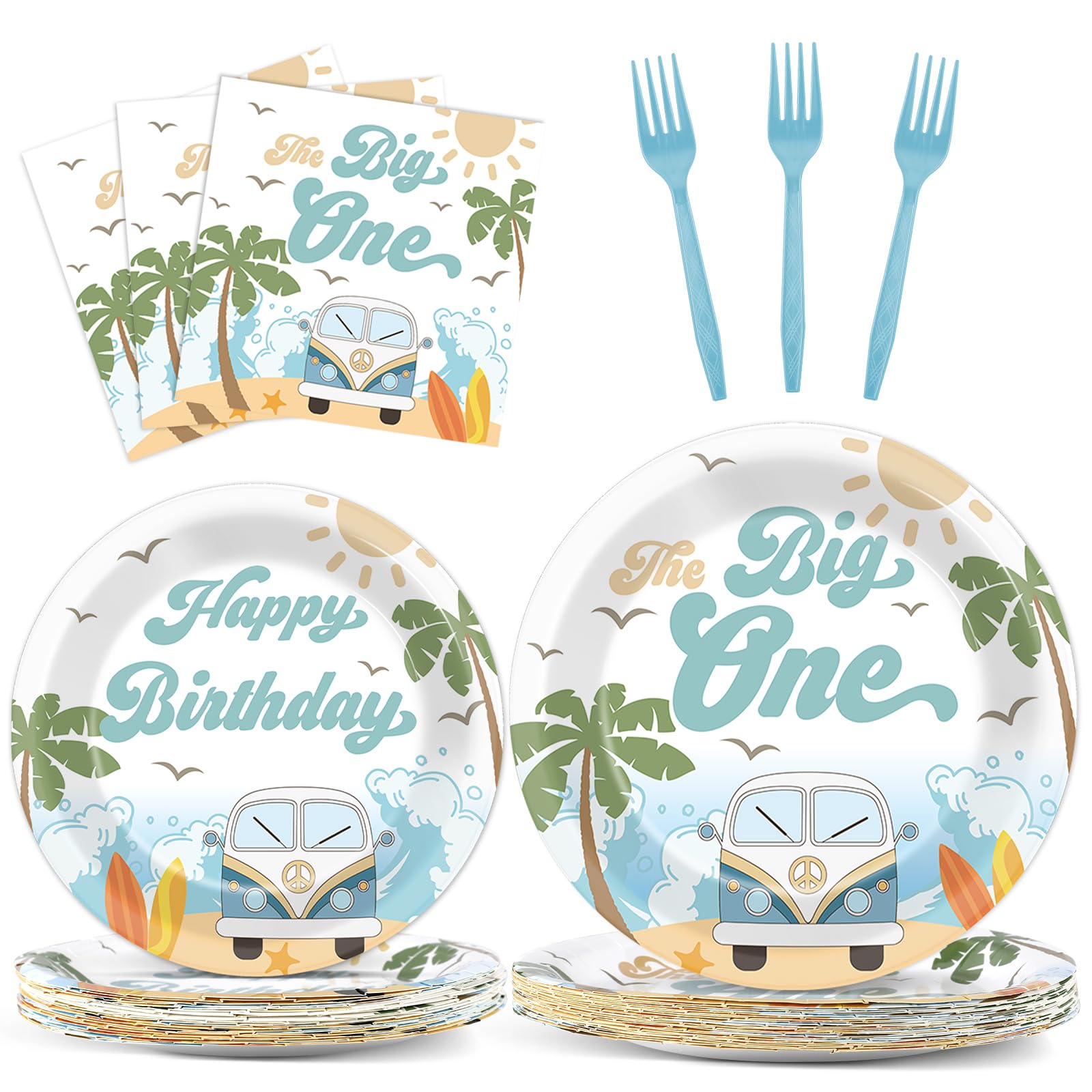 Amazon.com: Summer Beach The Big One Party Plates Napkins Boy Surfing ...