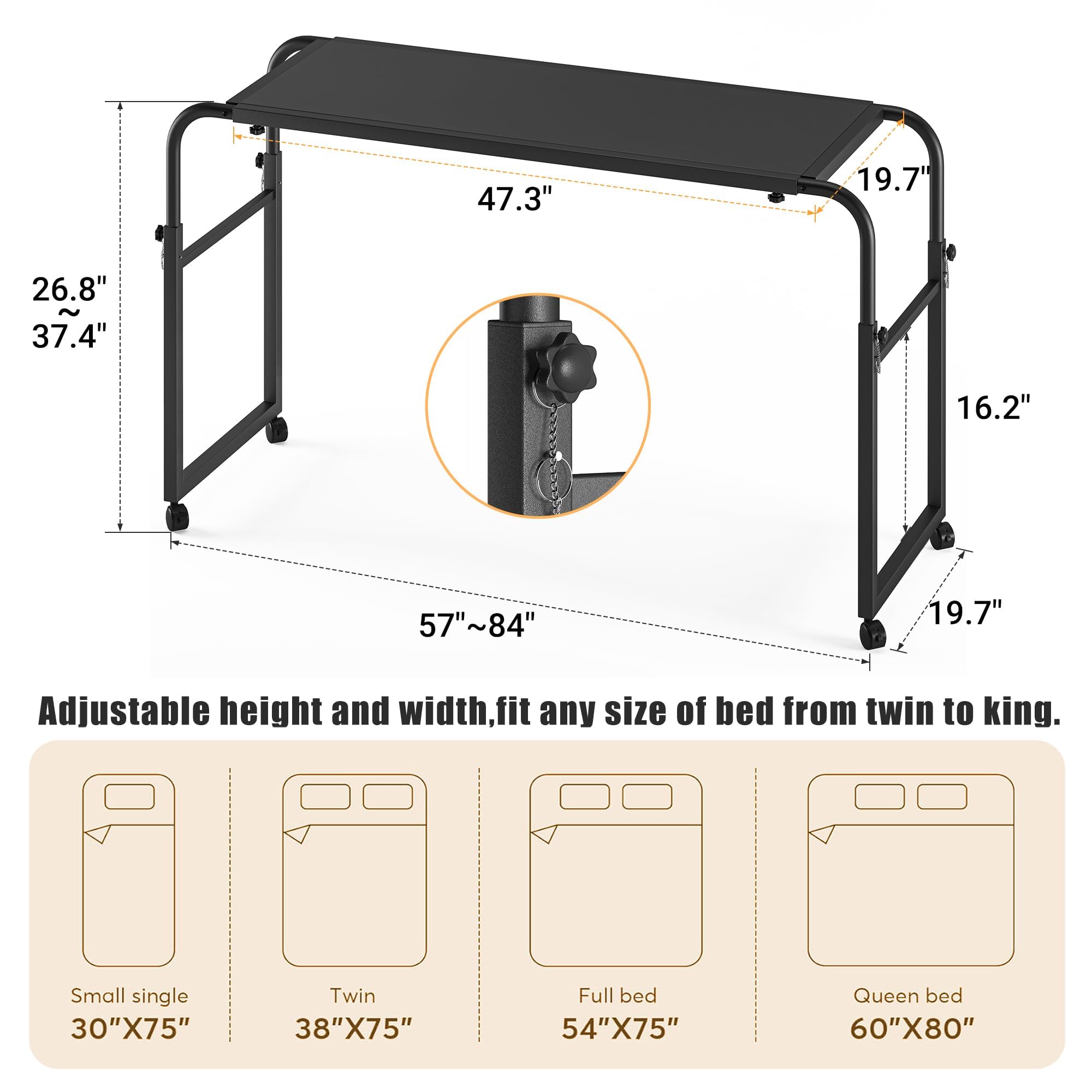 Snapklik.com : Klvied Overbed Table