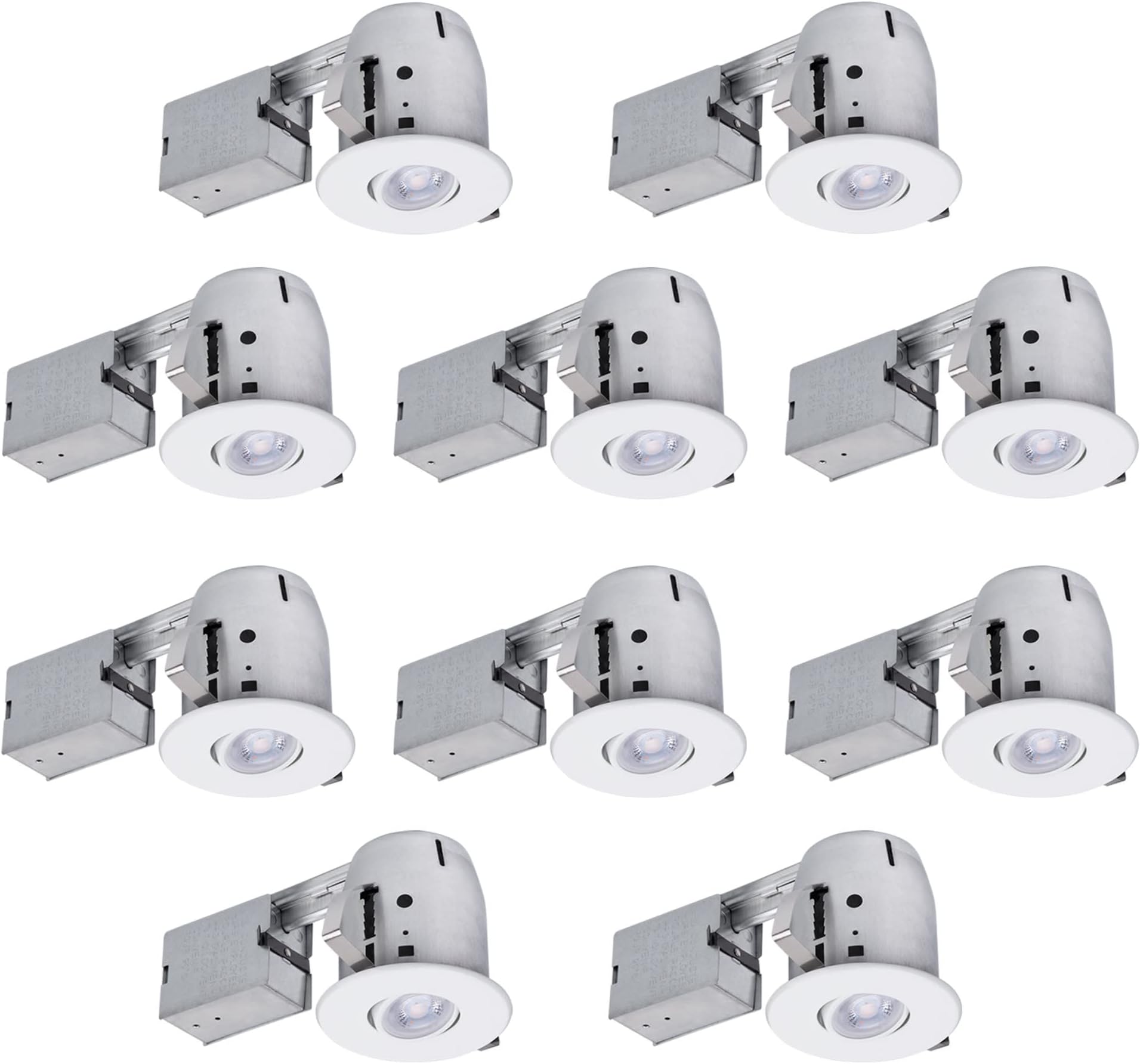 Globe Electric 90540 4" Swivel Round Trim Recessed Lighting Kit 10-Pack ...