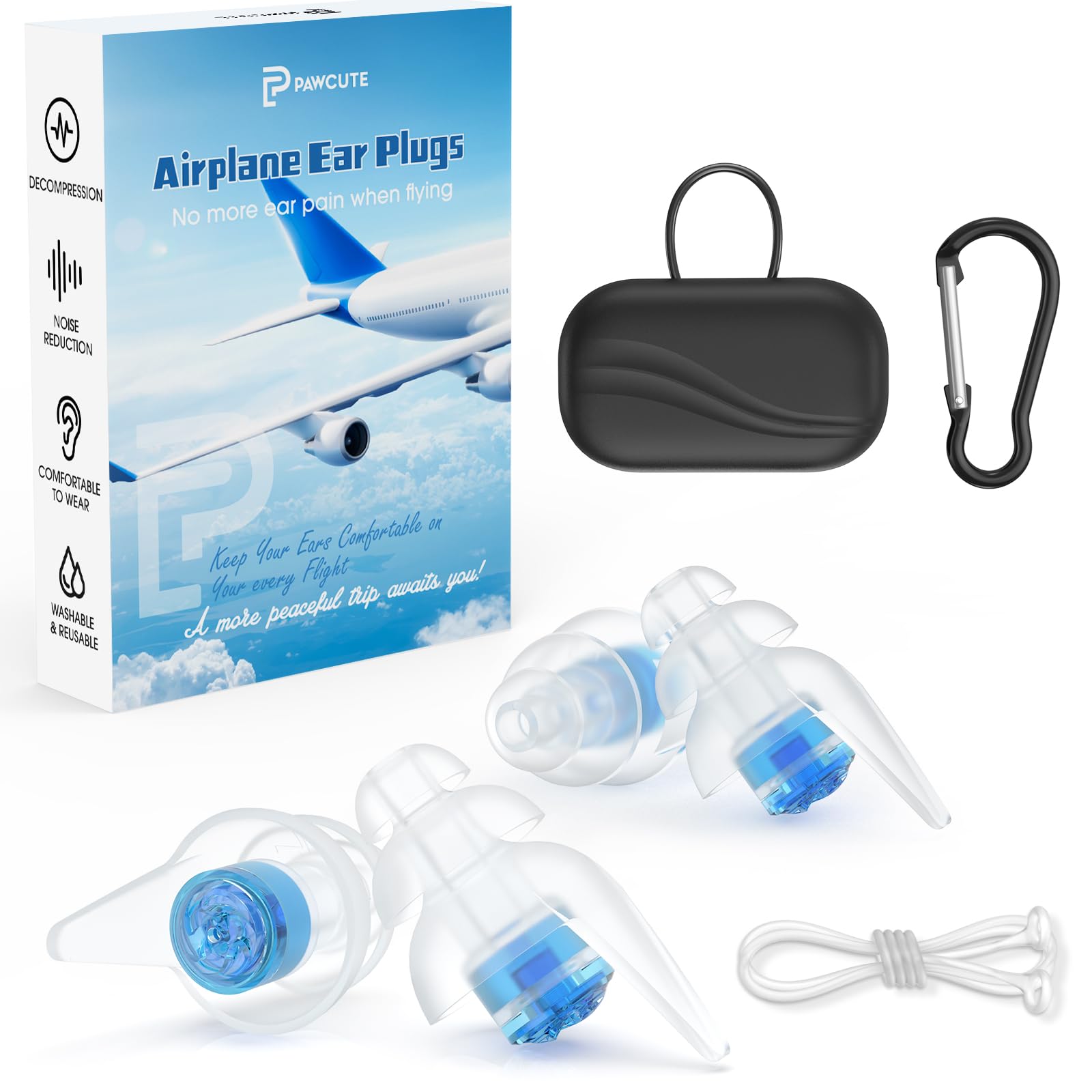 Amazon.com: Airplane Travel Essentials Ear Plugs 2 Pairs(S+M), Reusable ...