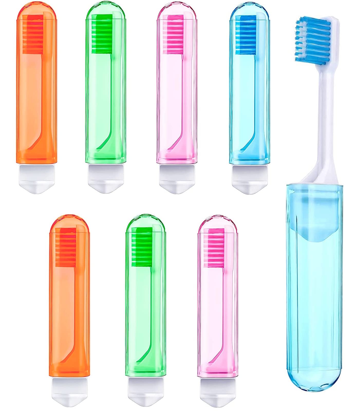 8 Pieces Travel Folding Toothbrush, BetterJonny 4 Colors Portable ...
