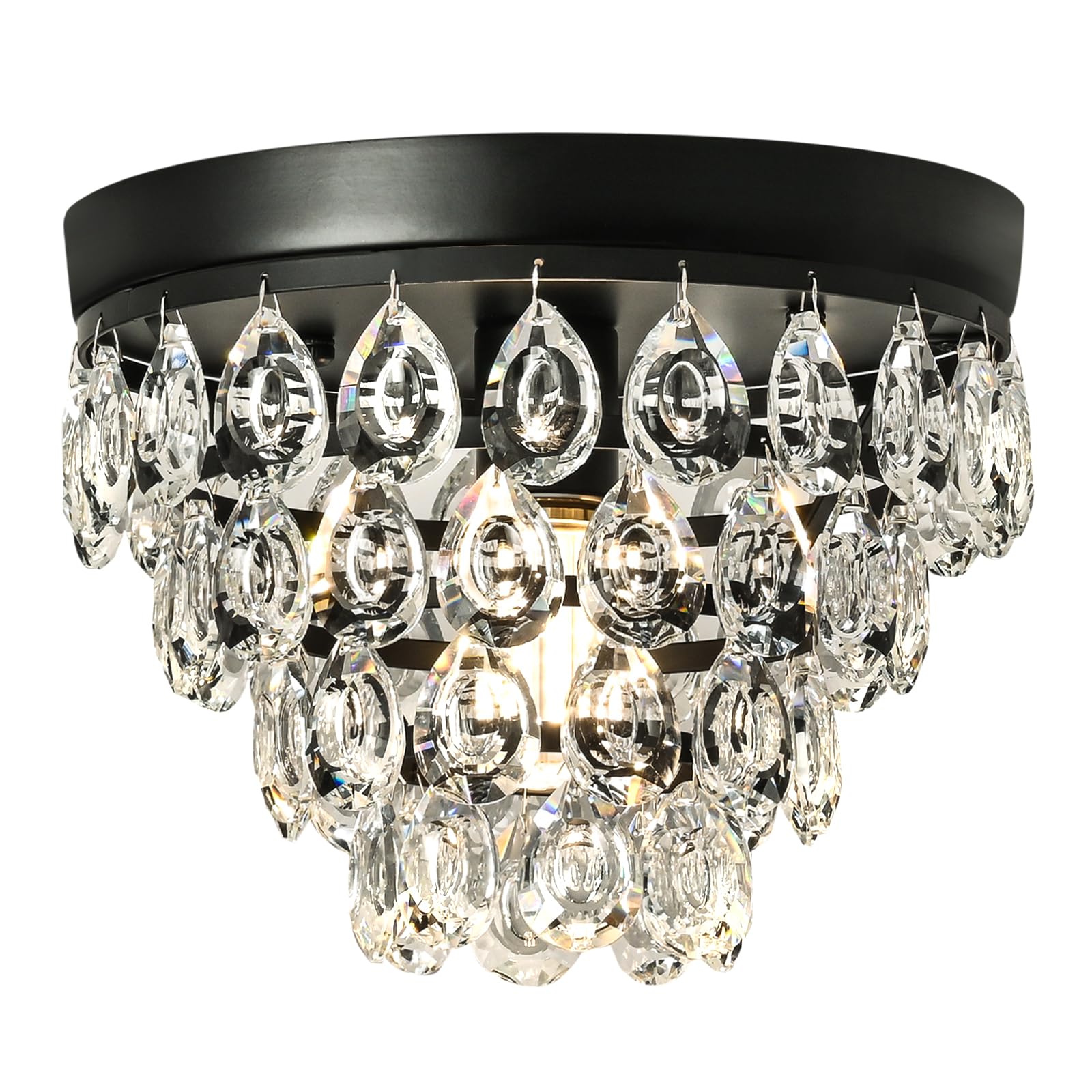 YUAZCYIN Small Crystal Chandeliers Semi Flush Mount Ceiling Light ...