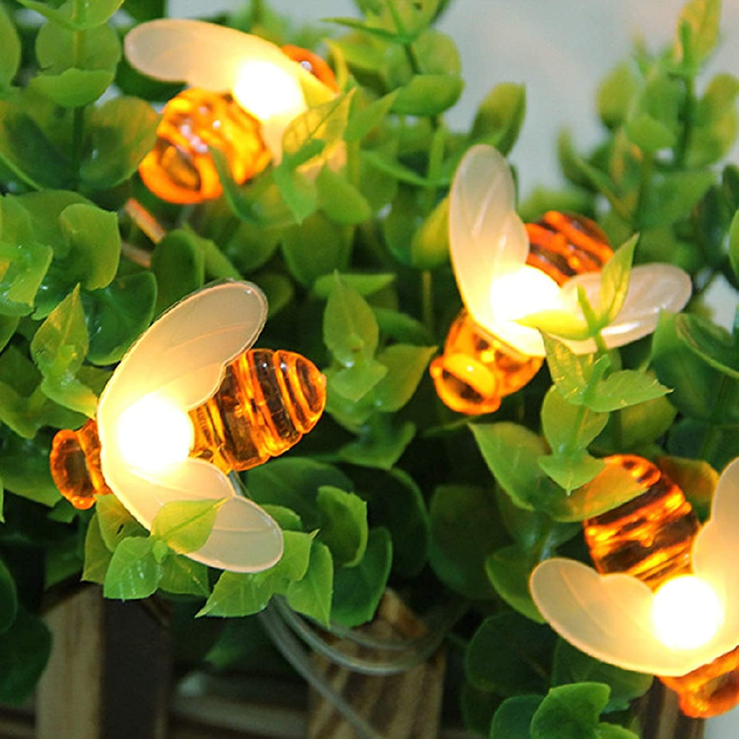 Solar String Lights Garden, 8 Modes 50 LED Honey Bee Fairy Lights Solar ...