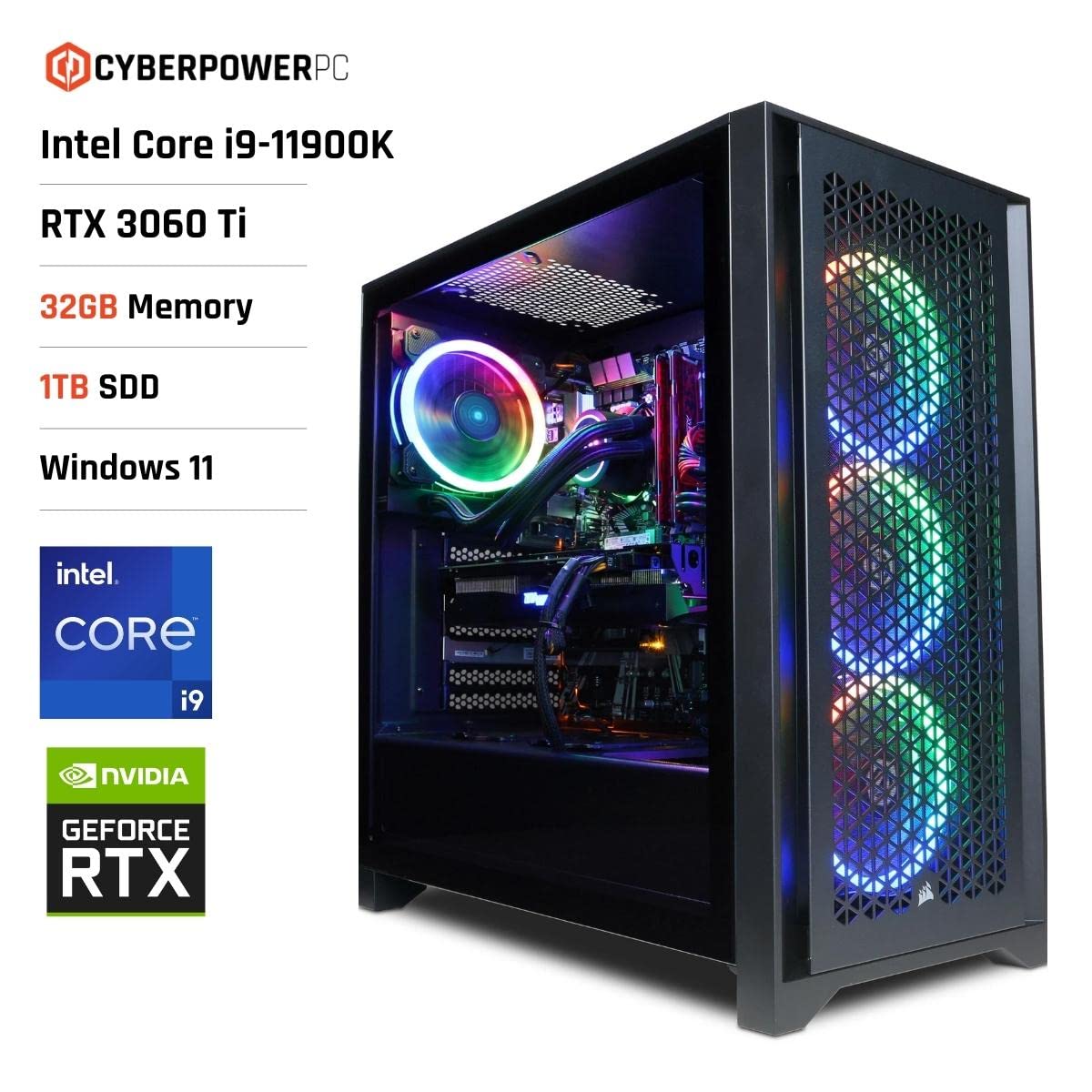 CyberpowerPC Luxe Gaming PC - Intel Core i9-11900K, Nvidia RTX 3060 Ti ...