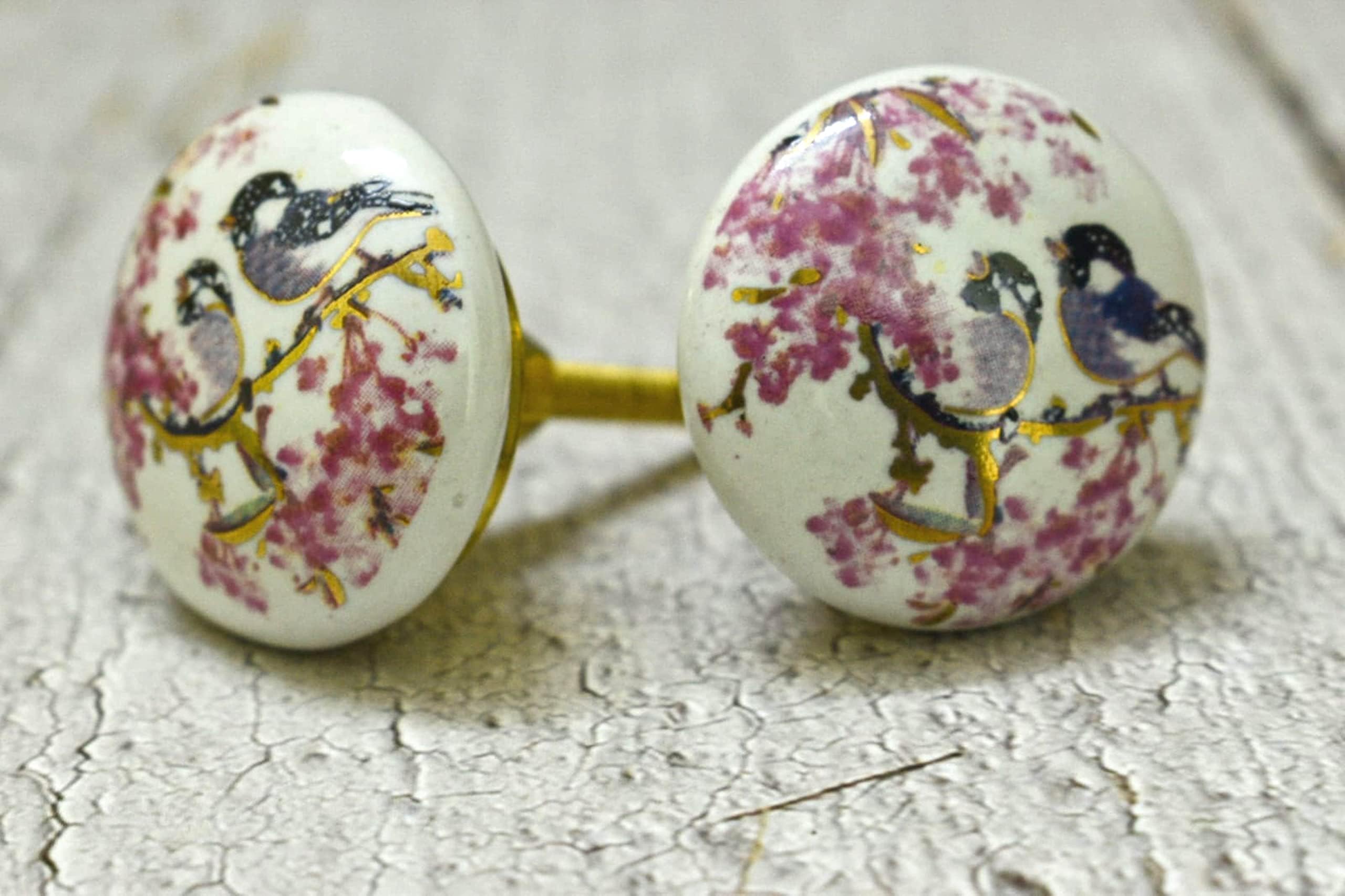 ARTISNO Bird Ceramic Knobs Kitchen Cabinet Drawer Knobs Hardware Knobs Handmade Knobs Cabinet ...