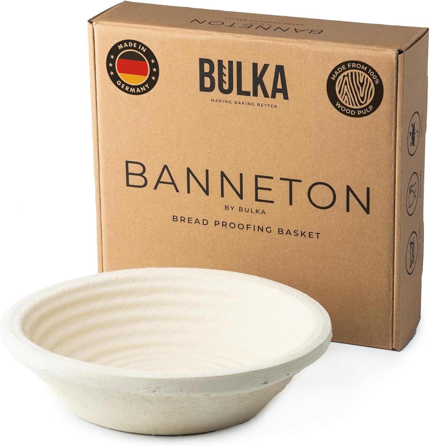 Amazon.com: Bulka Large Round 9" 1kg Groove Banneton Bread Proofing ...