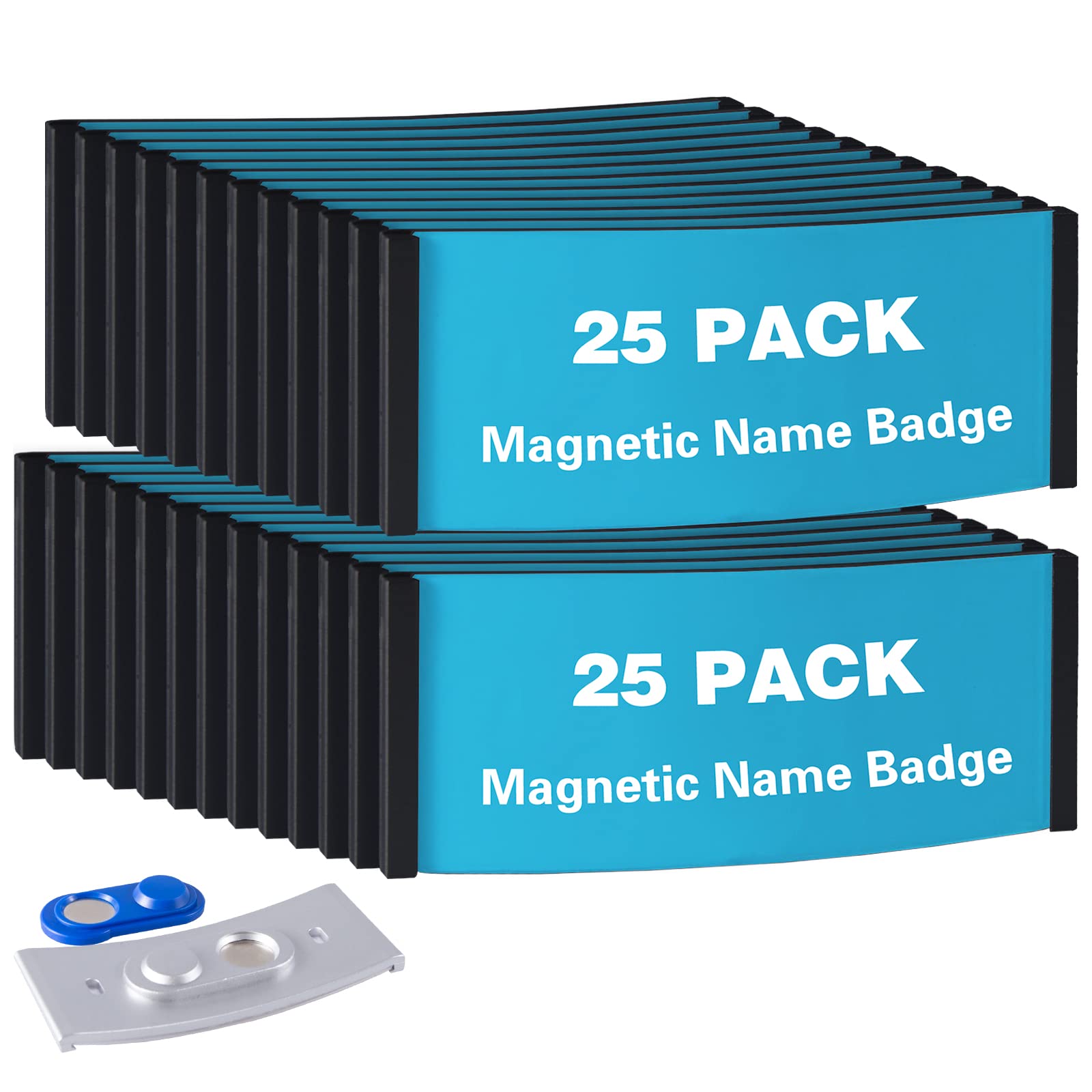Wukong 25Pcs Curve Magnetic Name Badge Holder, 75x32 mm DIY Name Tag ...