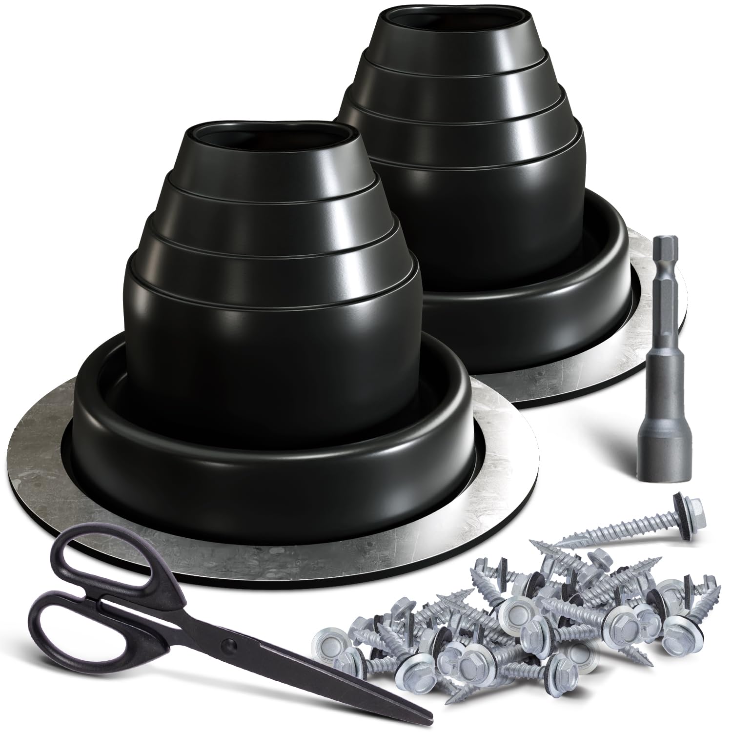 Snapklik.com : #2 Metal Roof Pipe Flashing Boot Kit, EPDM Flexible Roof ...