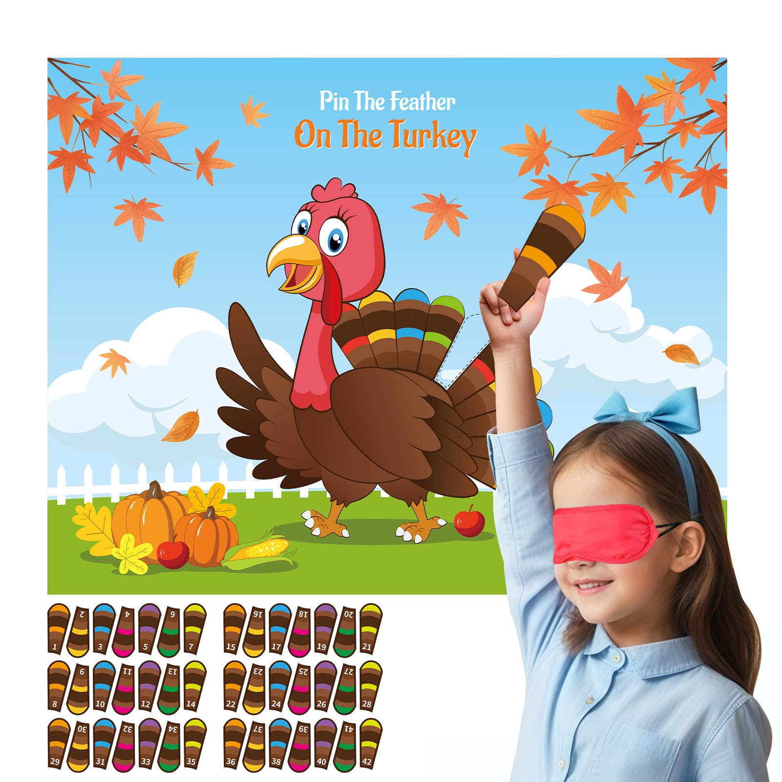 Amazon.com: Haunt Couture 42 Pcs Thanksgiving Games - Pin The Tail on ...