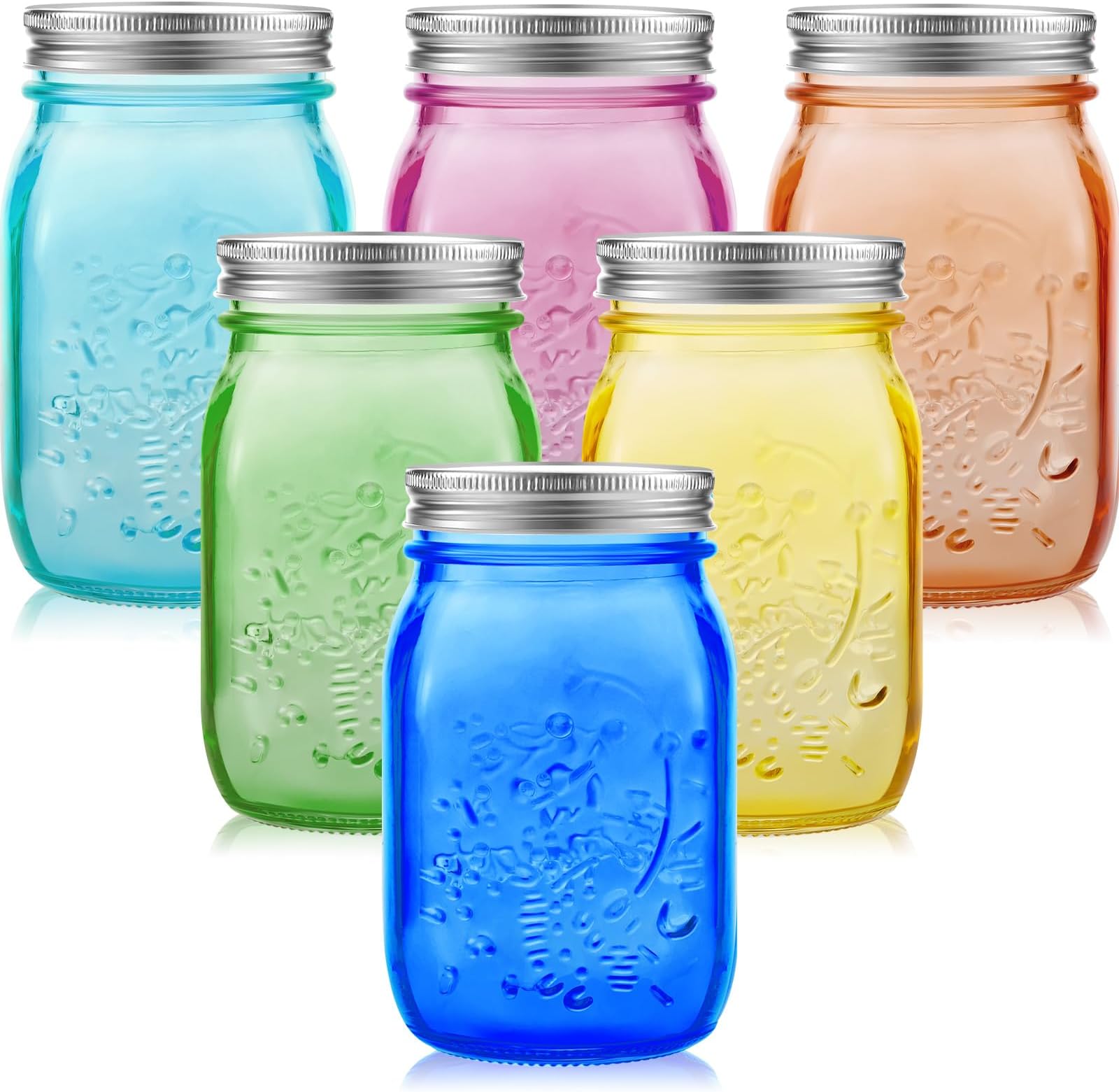 Amazon.com: 12 Pieces 32 oz Colored Mason Jars Glass Mason Jars with ...