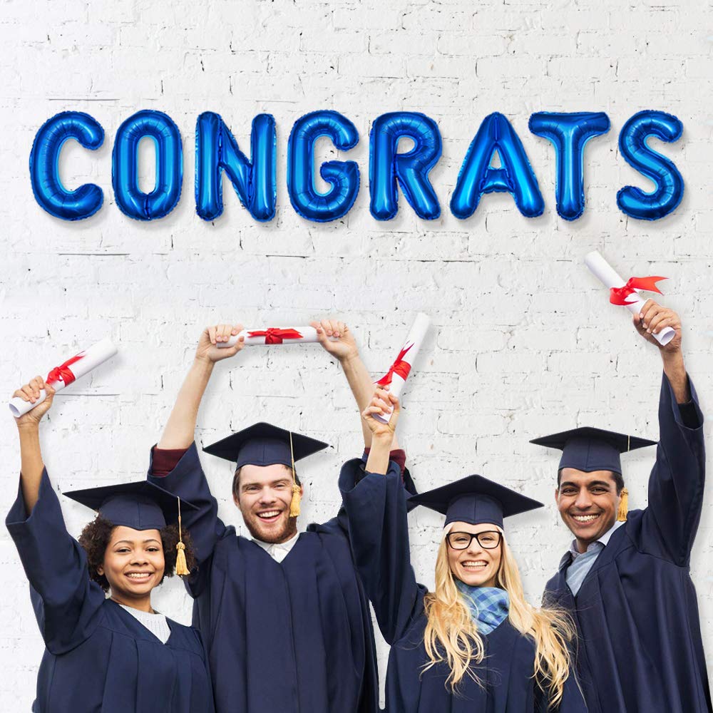 Buy Congrats Balloon Congratulations Banner Blue Graduation Decorations ...