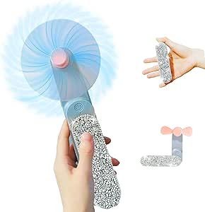 Amazon.com: Mini Portable Fan with Rhinestone Decor Bling Foldable ...