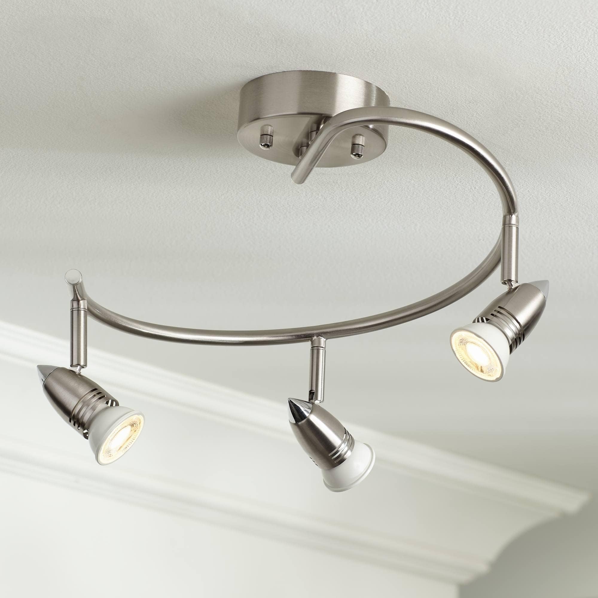 Pro Track Spiral 3-Head LED Ceiling Track Light Fixture Kit Spot-Light ...